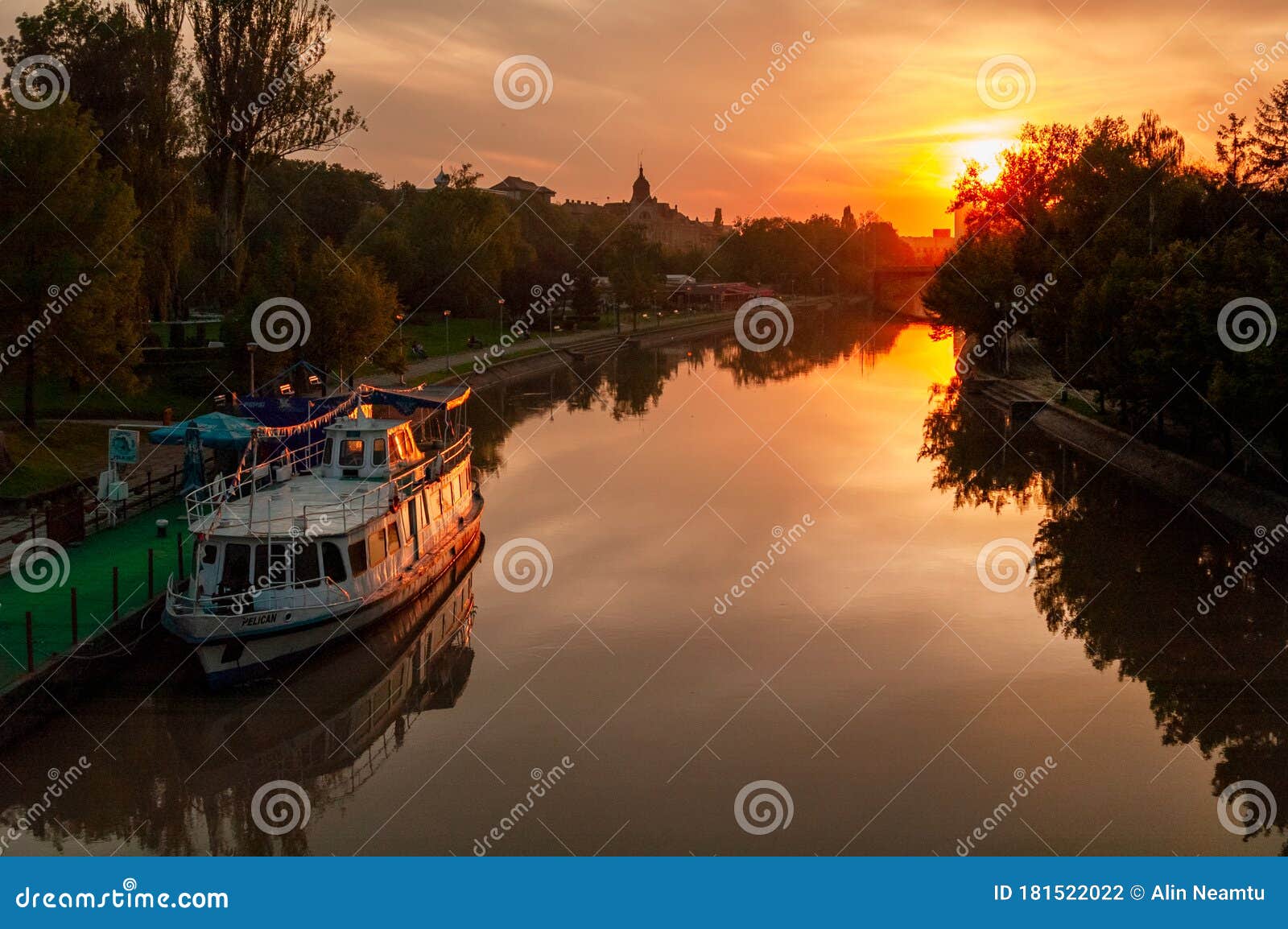 Scenic View of Bega River Timisoara at Sunset. Stock Photo - Image of ...