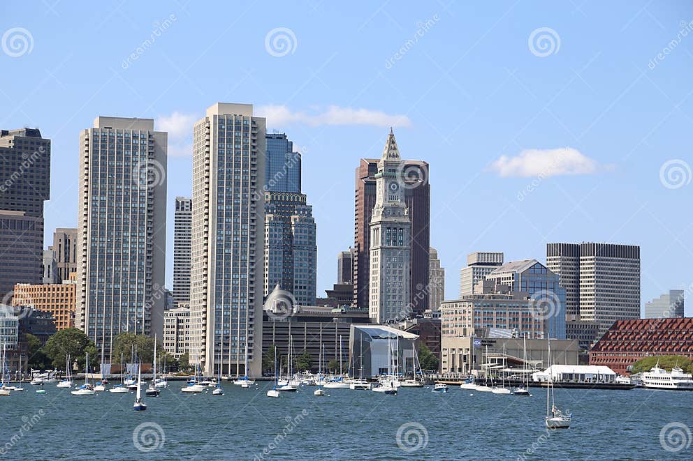 Scenic View of the Boston Harbour Skyline. Stock Photo - Image of ...