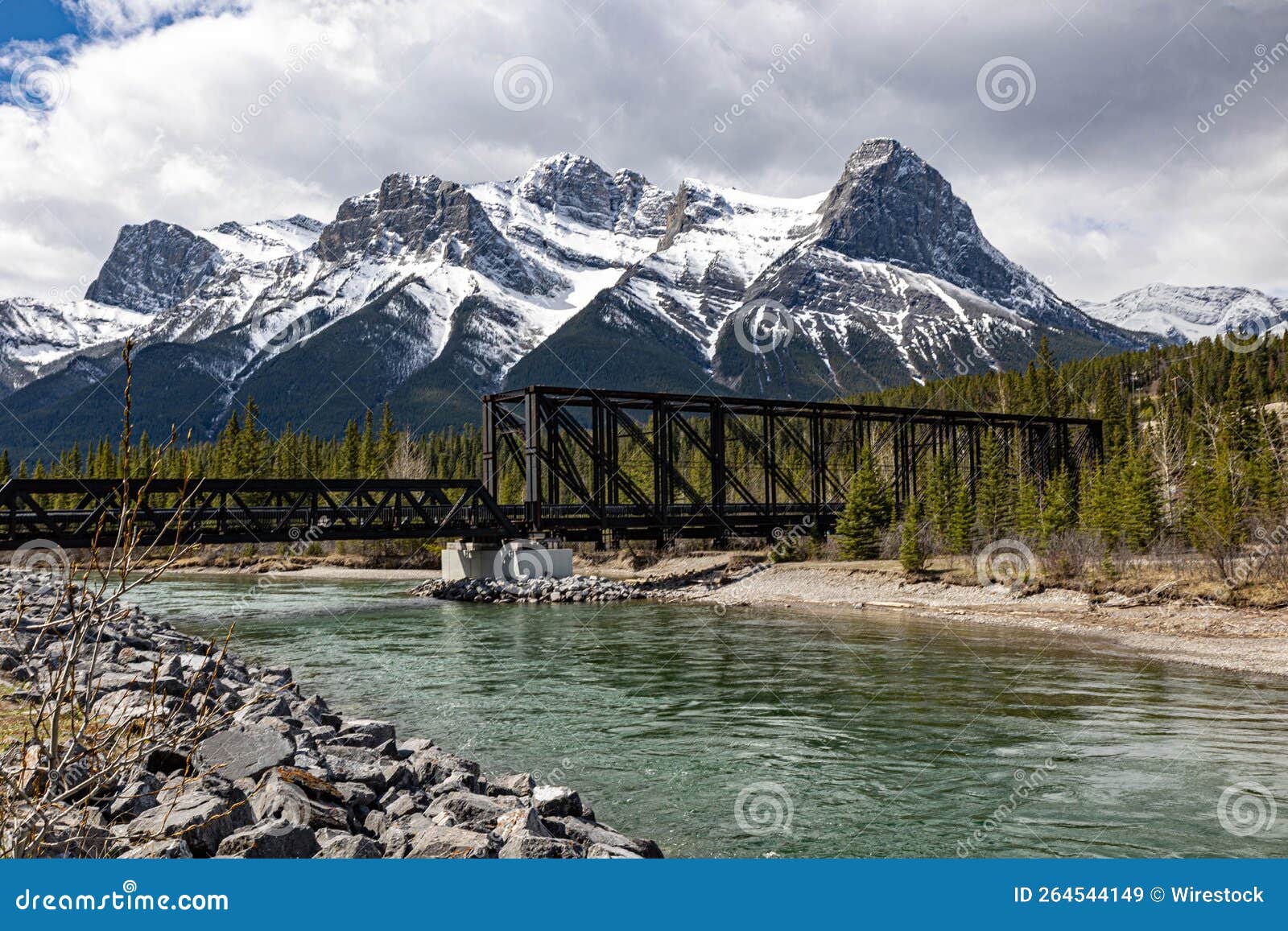 Scenic View of Bridge Built Over a River Stream with Beautiful ...