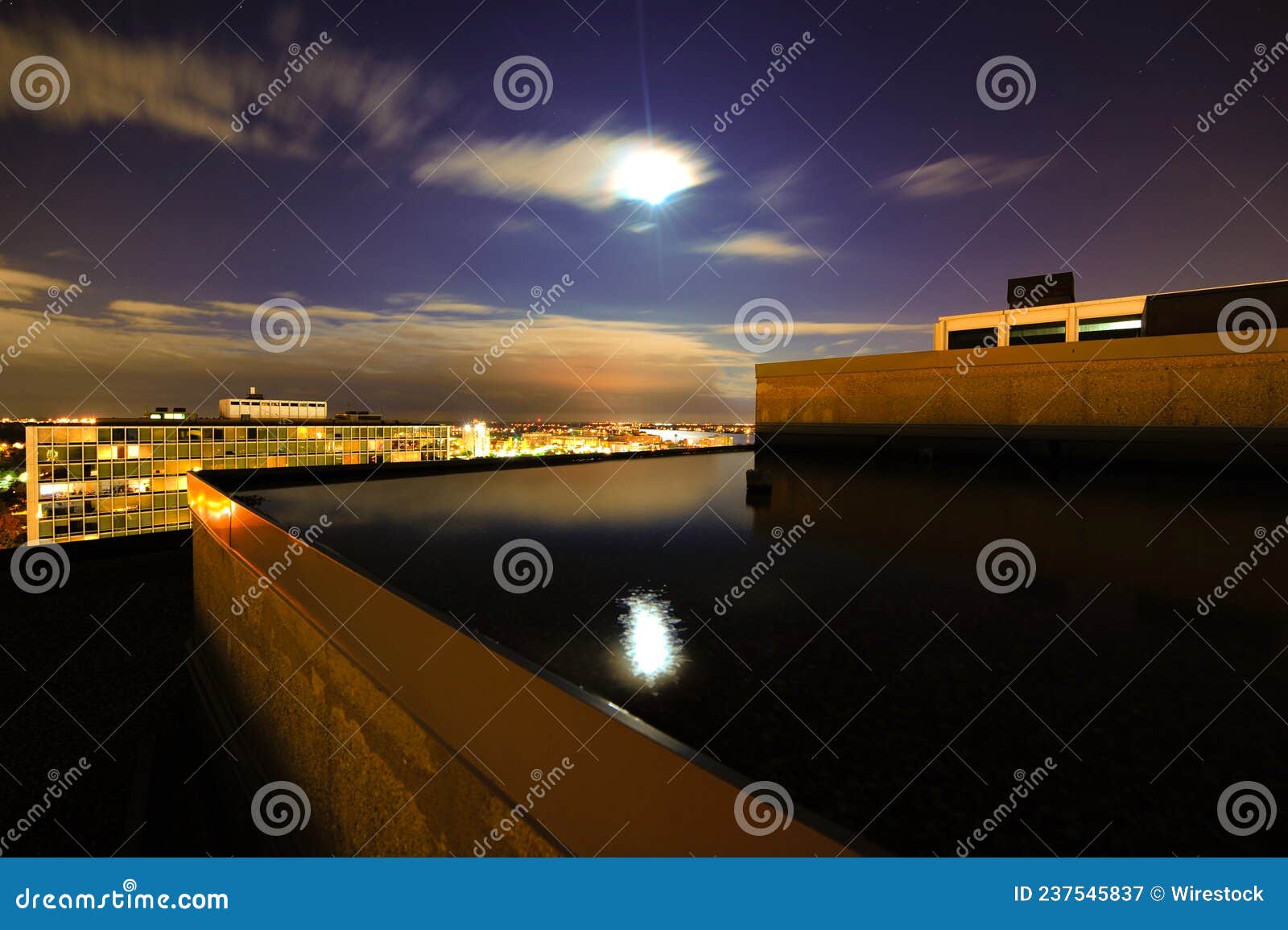 Scenic View of Buildings in a City during the Night Stock Image - Image ...