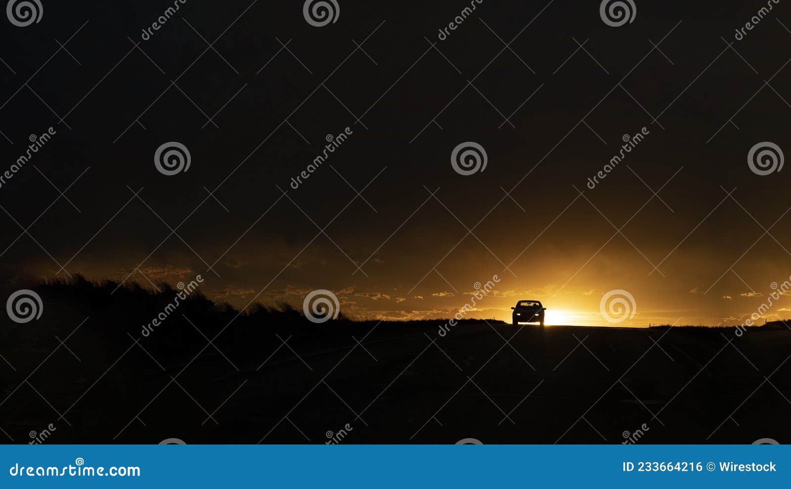 Scenic View of a Car on a Sunset Background Stock Photo - Image of ...
