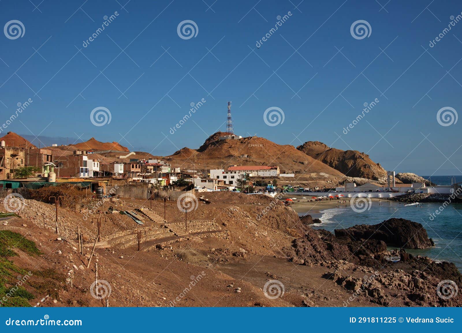 Scenic View of Chala on Pacific Ocean Stock Image - Image of beach ...