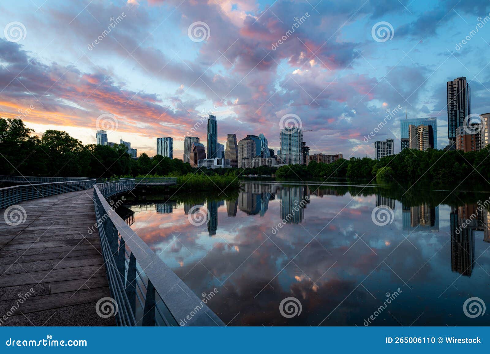 Scenic View of the City of Austin with a Beautiful Sunset in the ...