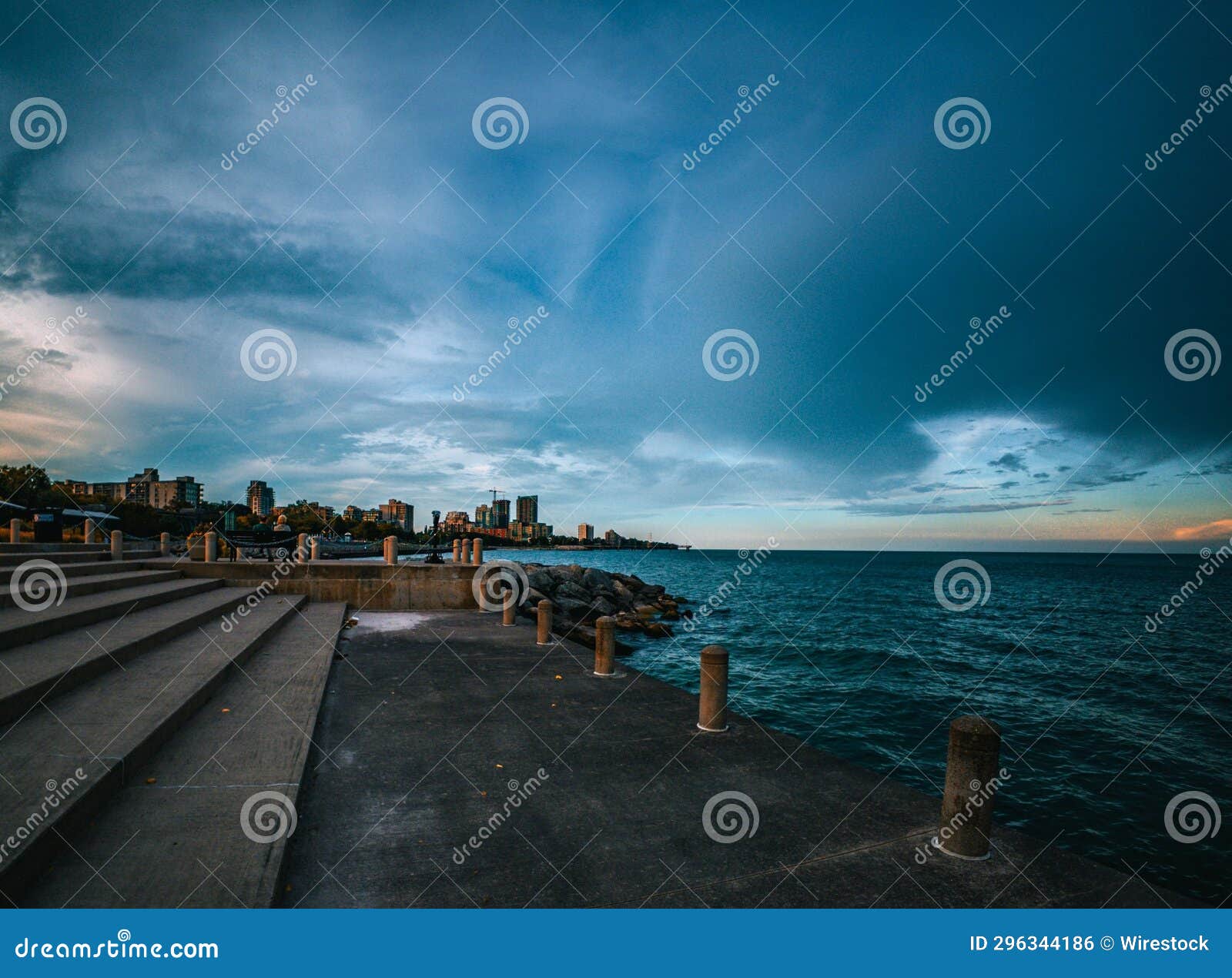 Scenic View of a Concrete Beach on a Gloomy Day Stock Photo - Image of ...