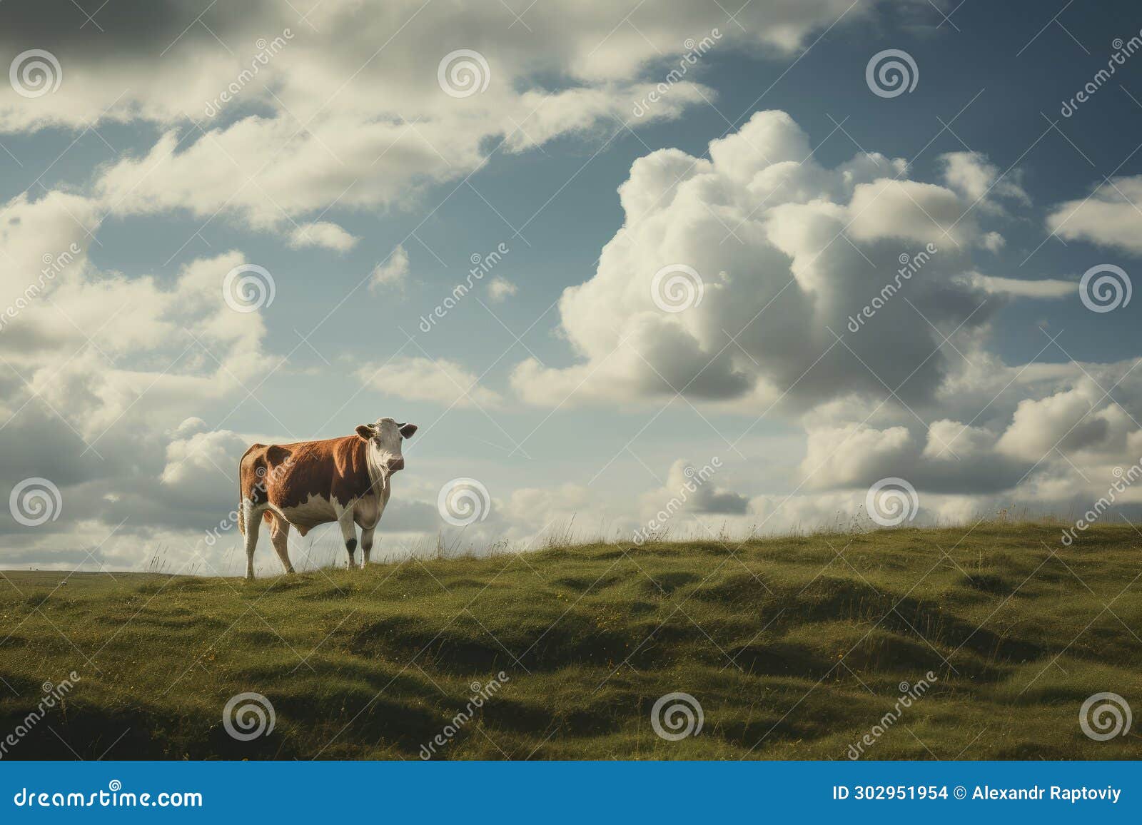 Scenic View of Cow Grazing Under Canopy of Densely Clouded Sky Stock ...