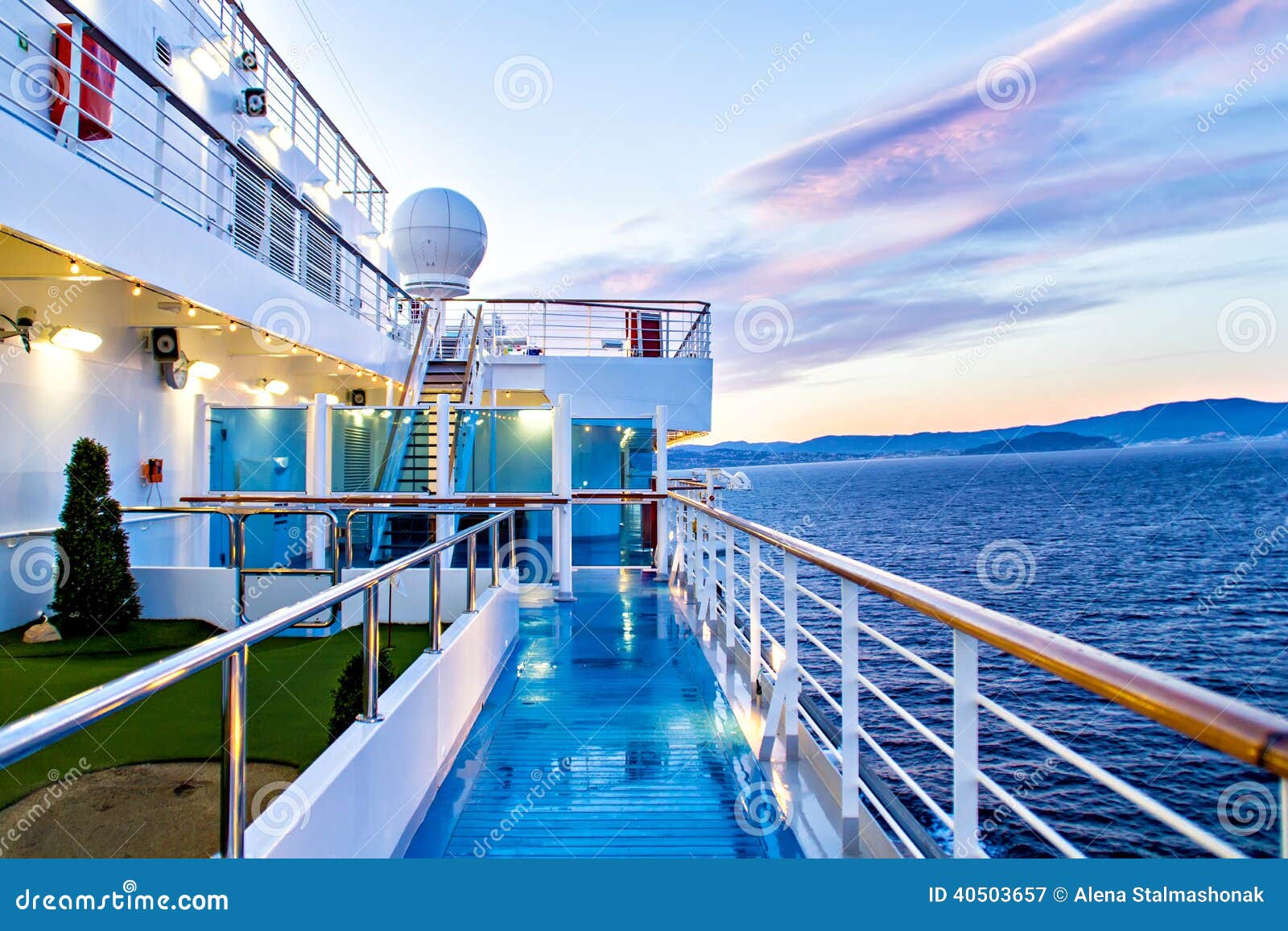 Scenic View of Cruise Ship Deck and Ocean Stock Image - Image of edge ...