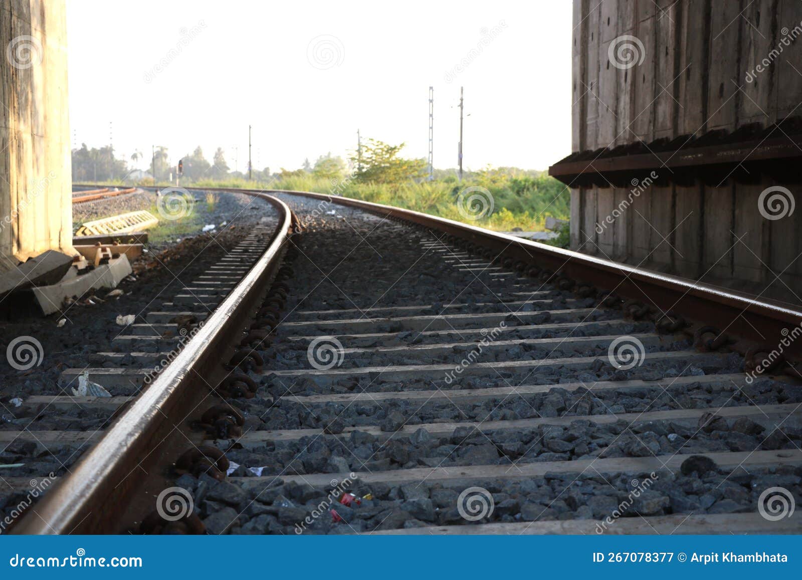 Scenic View of Curved Railway Tracks Disappearing into the Distant ...
