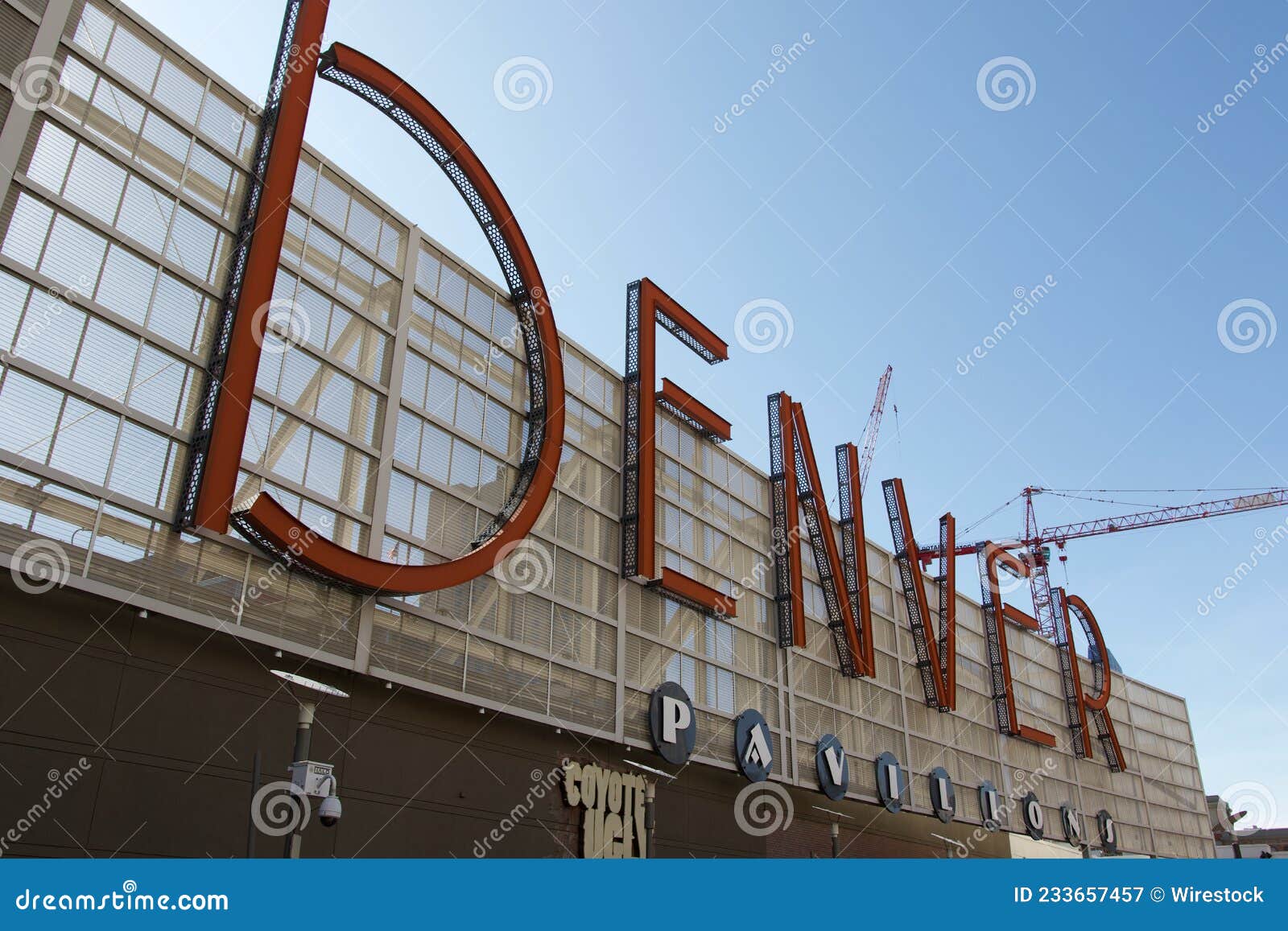 Scenic View of the "Denver" Pavilion Sign on a Blue Sky Background ...