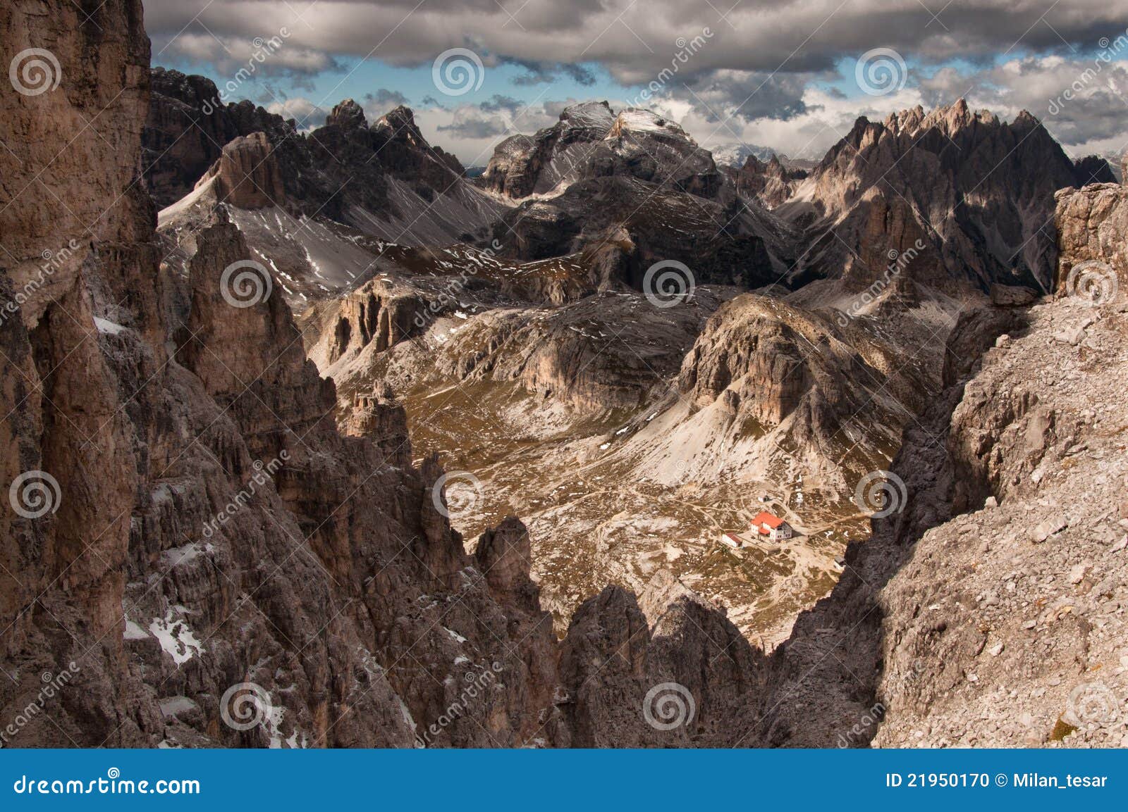 Scenic View of Dolomites Mountain Range Stock Photo - Image of refuge ...
