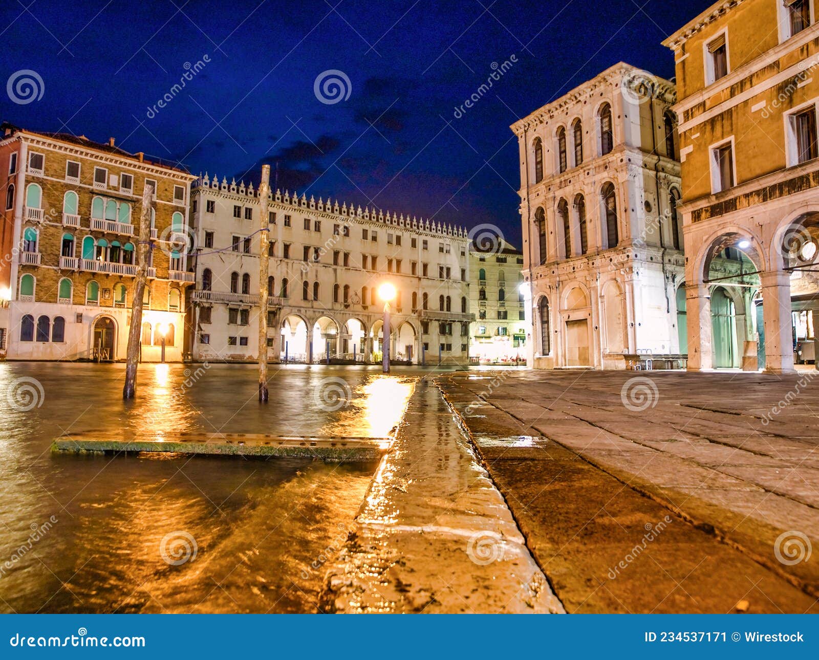 Scenic View of the Downtown of Venice, Italy at Night Stock Image ...