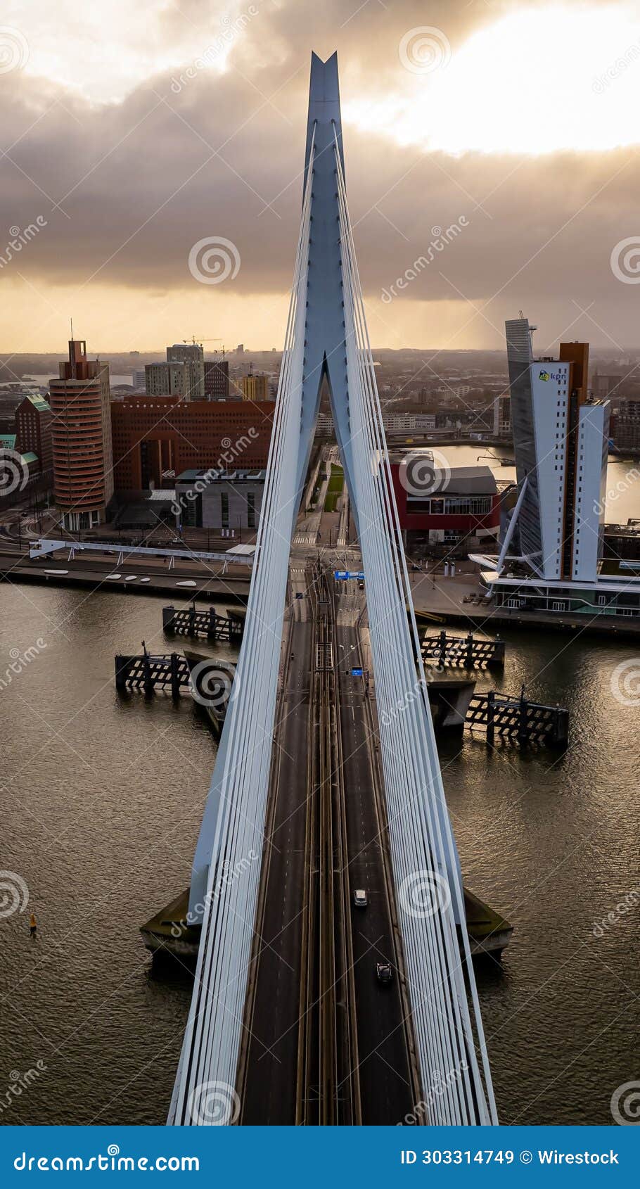 Scenic View of the Erasmusbrug Bridge Stretching Across the Skyline of ...