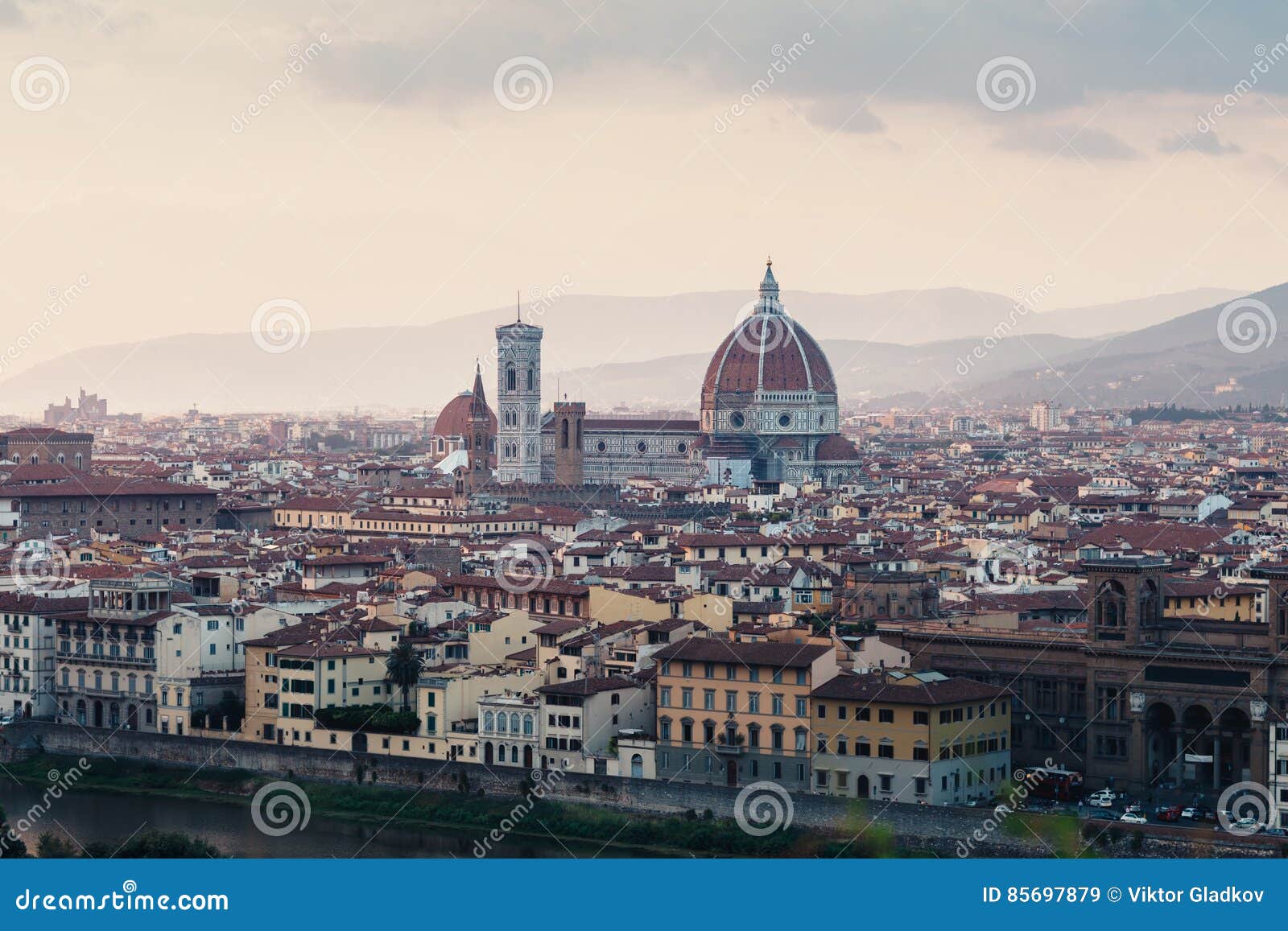 Scenic View of Florence in Sunset. Stock Image - Image of panoramic ...