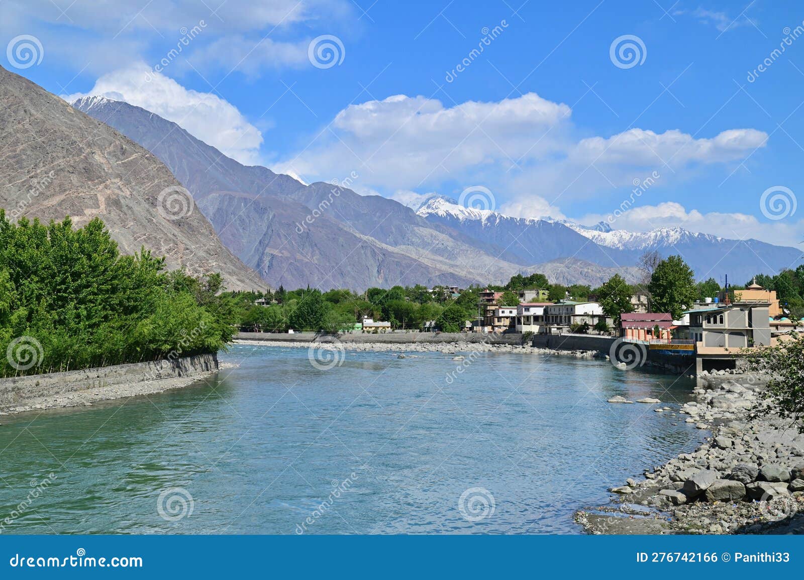 Scenic View of Gilgit River in Gilgit District, Pakistan Stock Photo ...