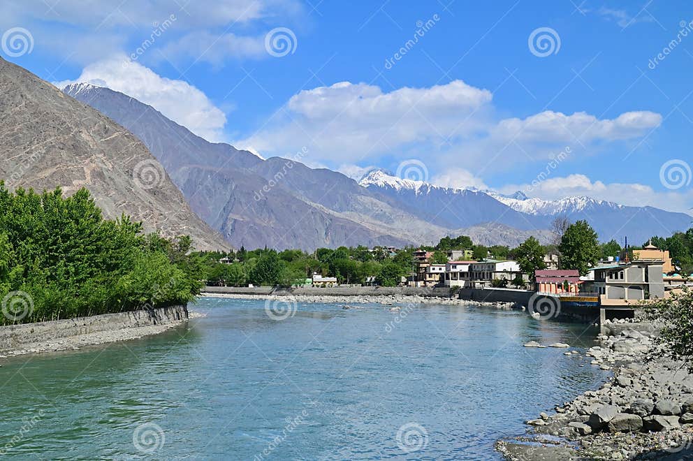 Scenic View of Gilgit River in Gilgit District, Pakistan Stock Photo ...