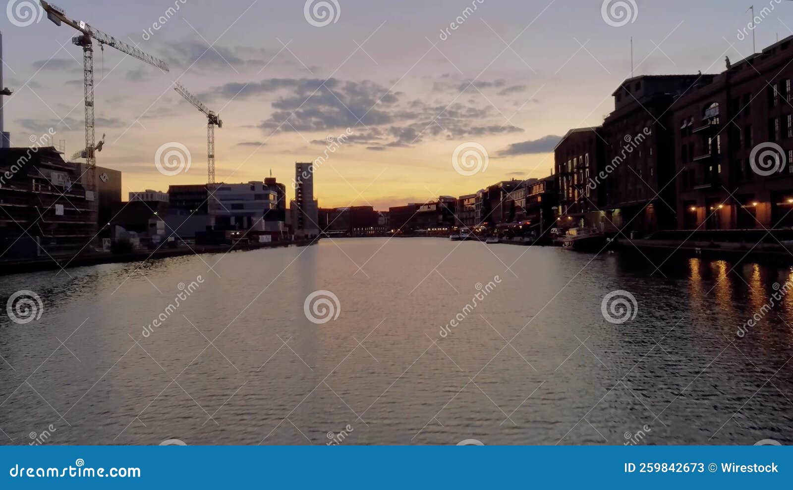 Scenic View of the Harbor Basin in Munster, Germany during Sunset Stock ...