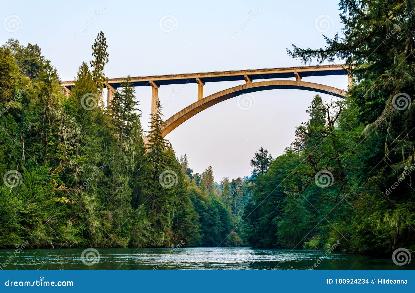 Highway Bridge Extending Over River Stock Photo - Image of natural ...