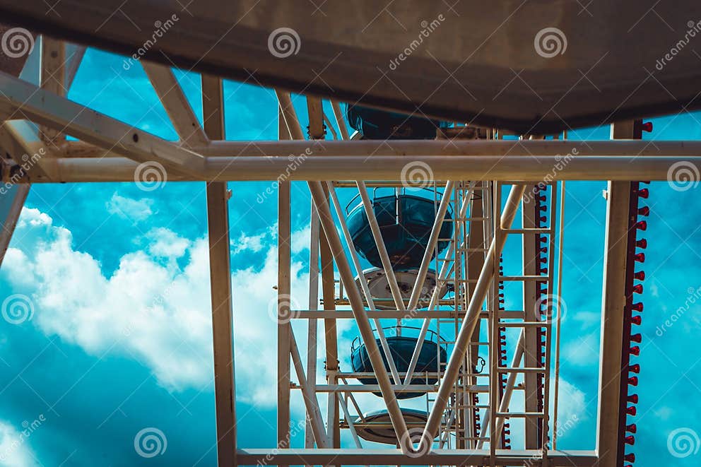 Scenic View from Inside the Structure of a Ferris Wheel. Stock Image ...