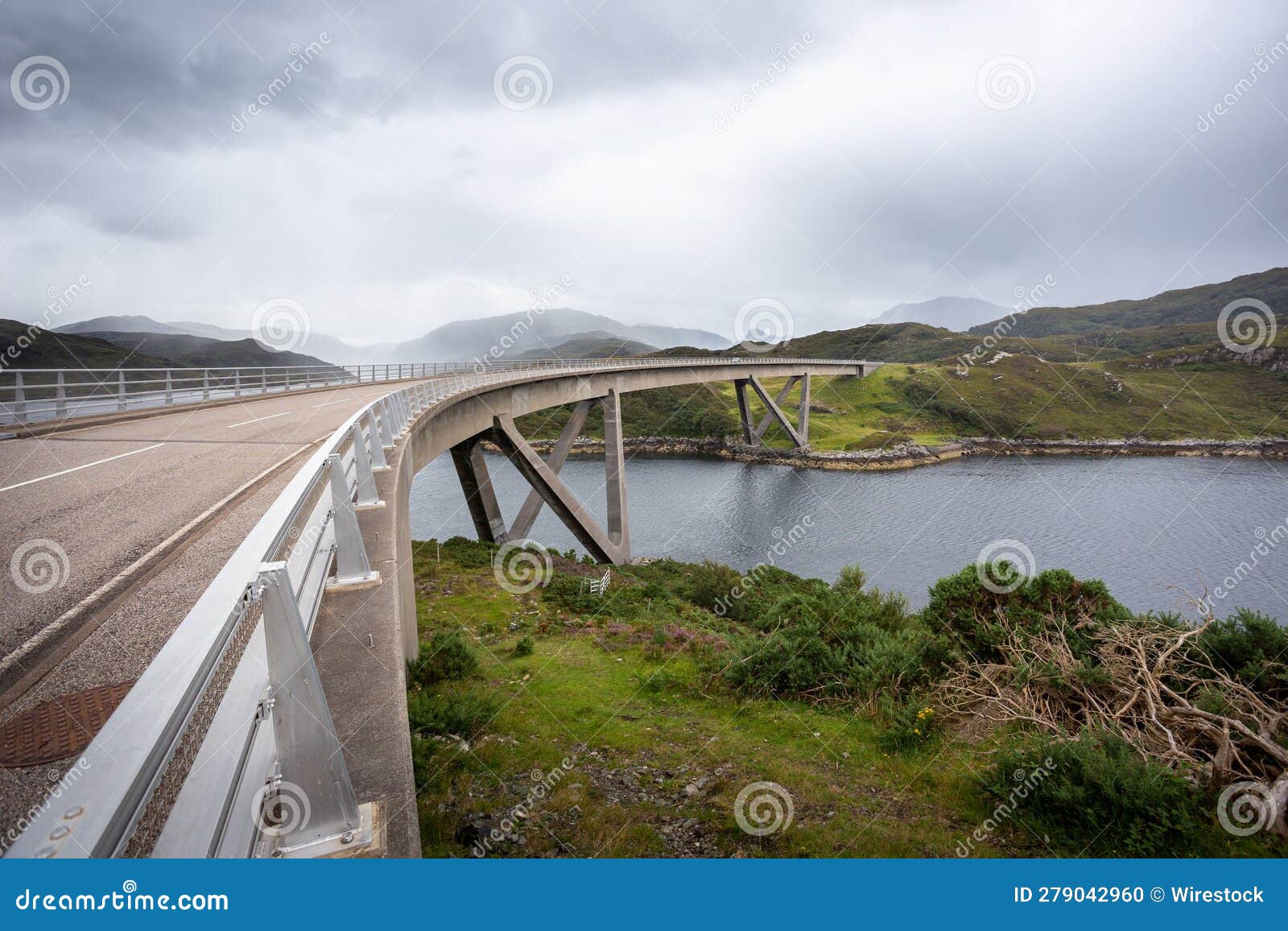 Scenic View of the Kylesku Bridge Arching Over a River in Scotland ...