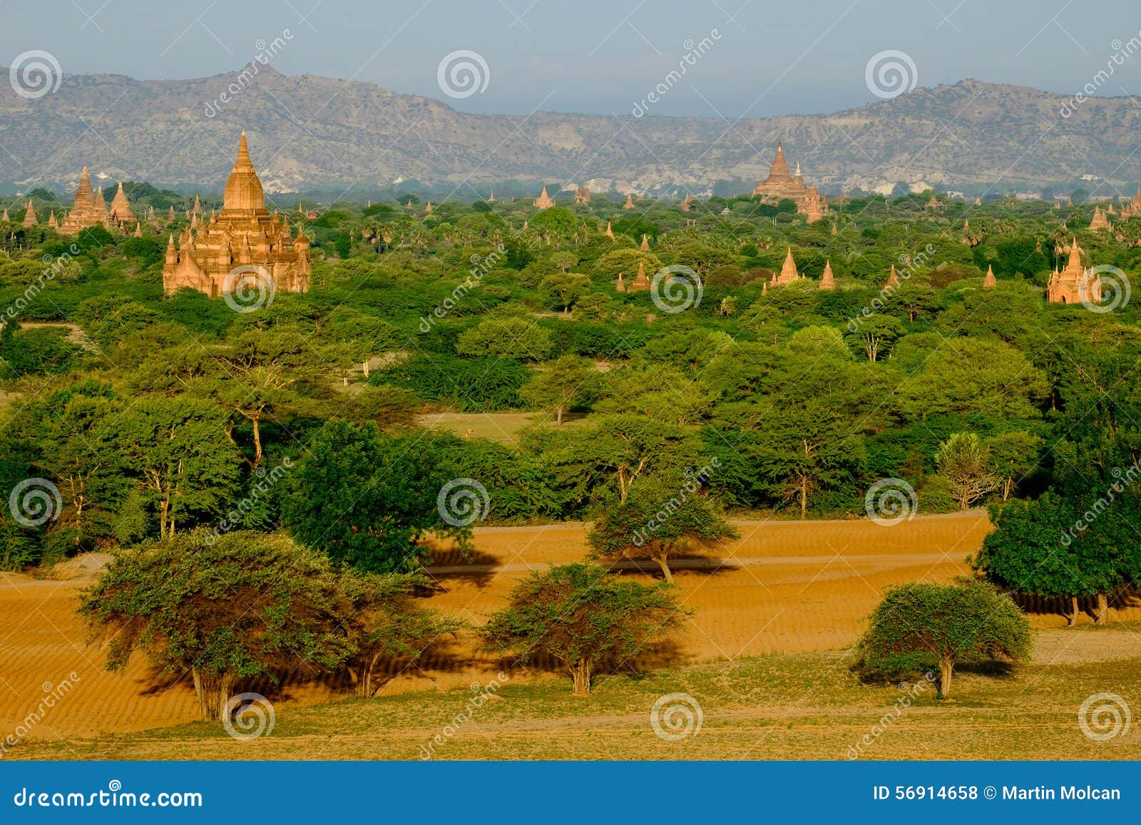 Scenic View of Landscape, Fields and Temples in Bagan, Myanmar Stock ...