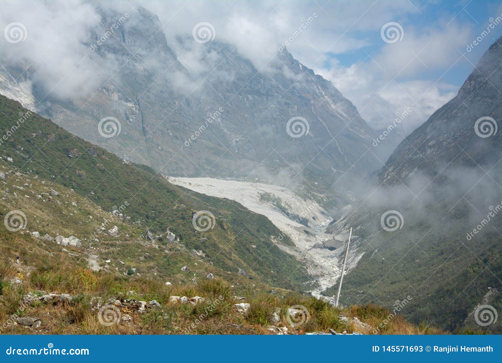 Langtang Valley in Nepal stock image. Image of serene - 145571693