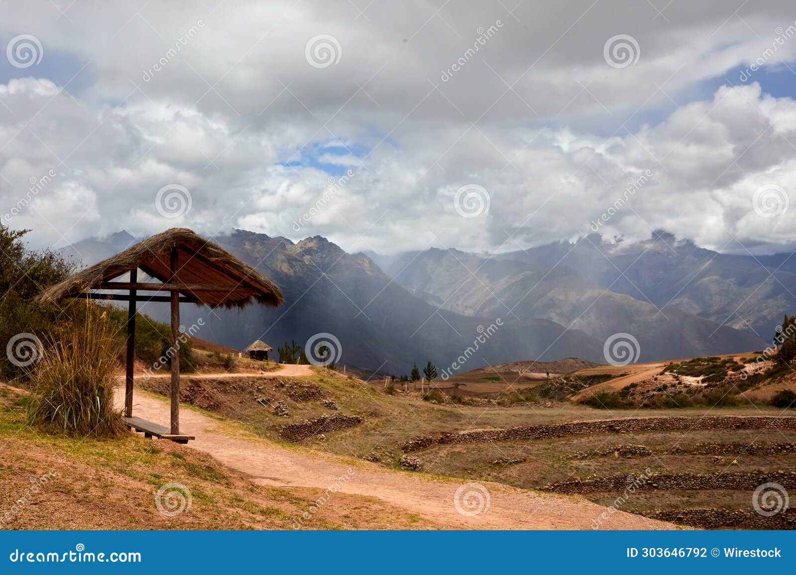 Scenic View of Moray, Peru on a Cloudy Day Stock Photo - Image of lake ...