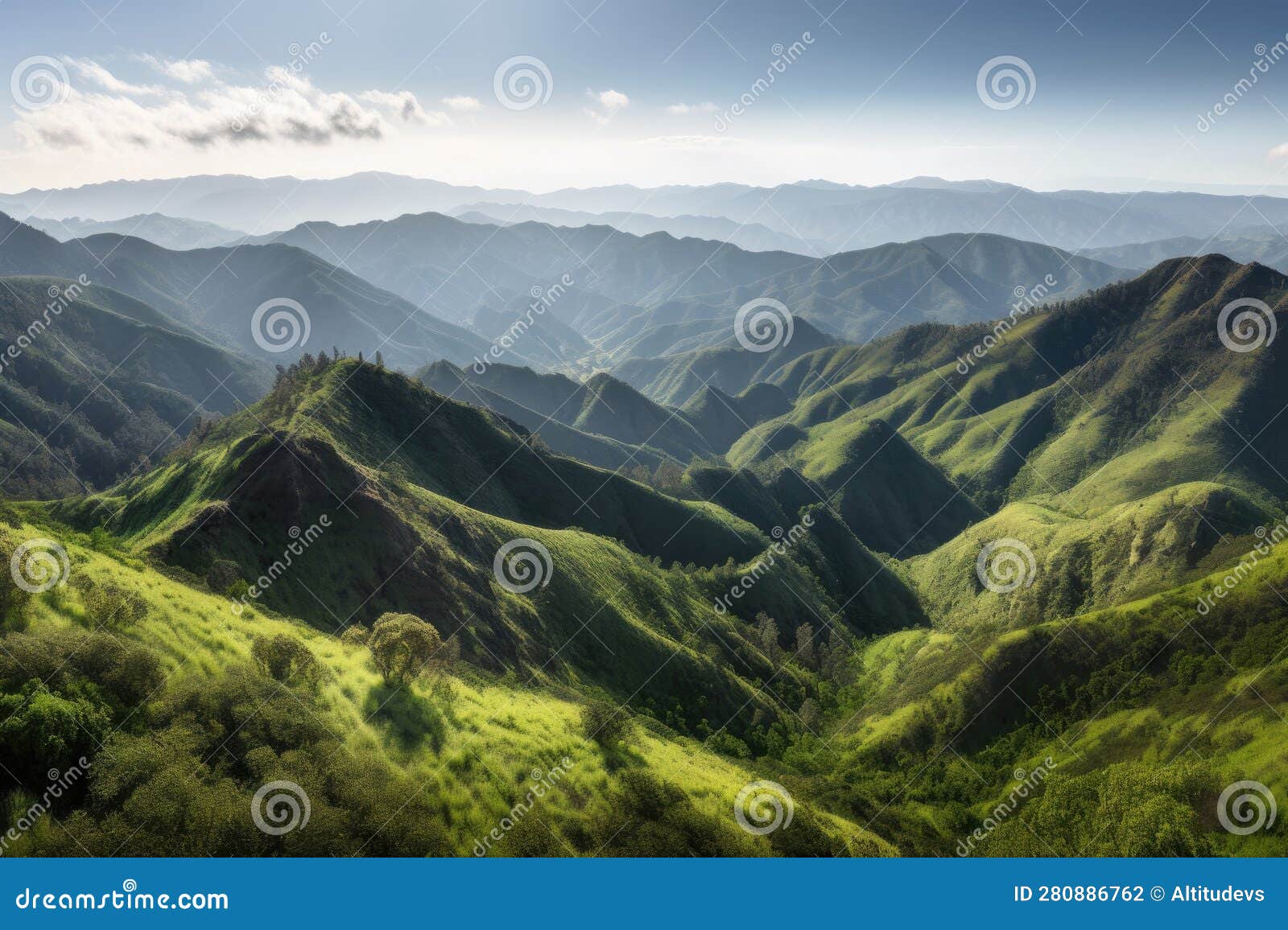 Scenic View of Mountain Range, with Rolling Hills and Peaks in the ...