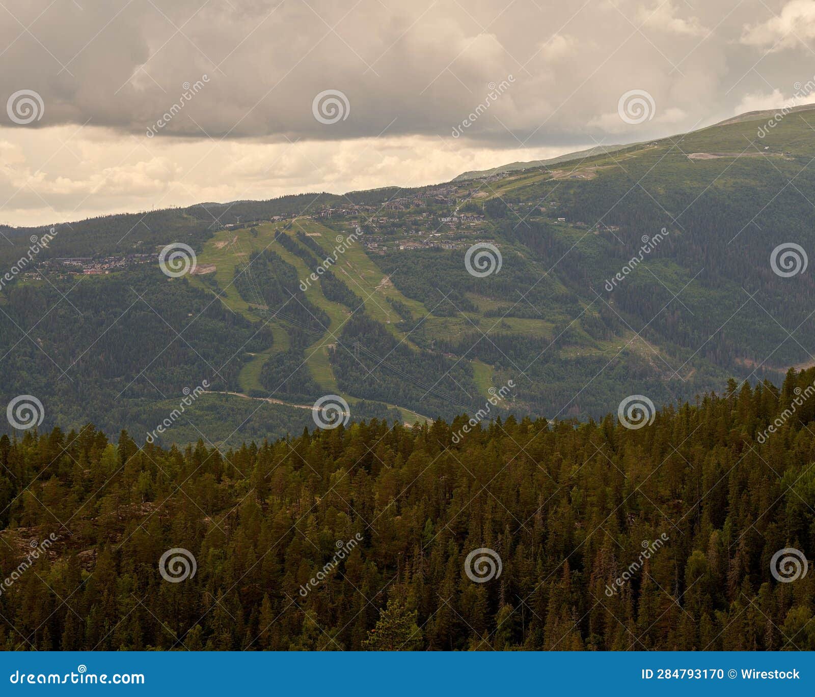 A View from the Top of a Slope of a Mountain Stock Photo - Image of ...