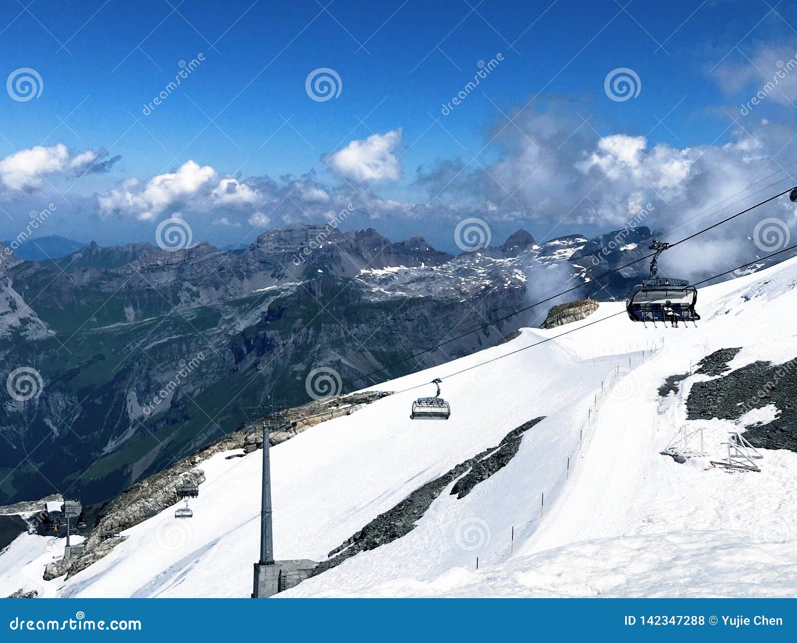 Scenic View of Mountain Titlis Stock Photo - Image of mountain, blue ...