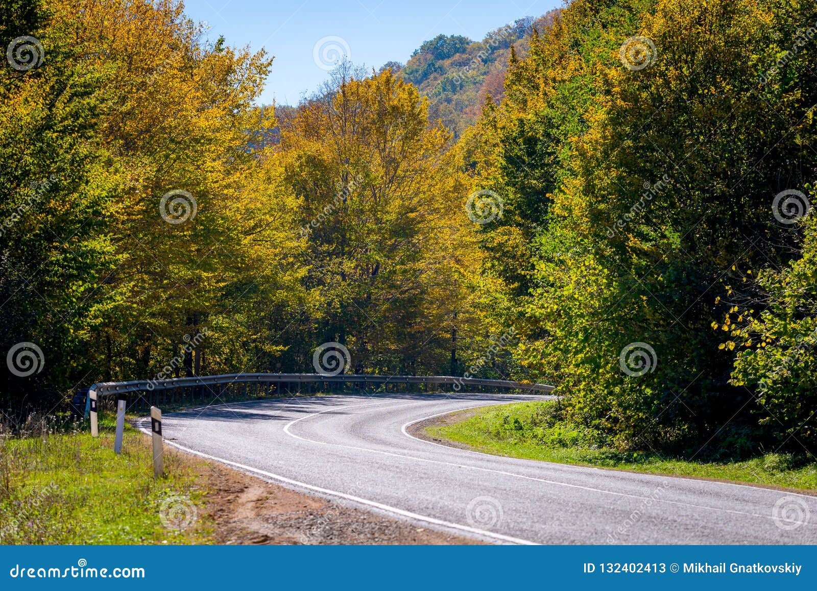 Scenic View of a New Road through Autumn Trees Stock Image - Image of ...