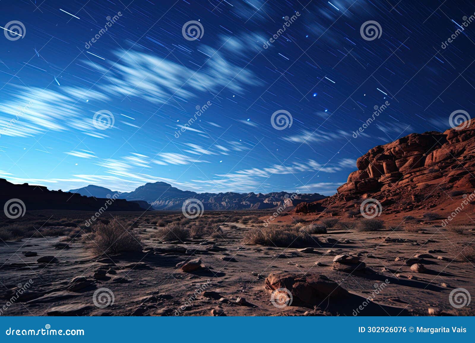 Scenic View Night Landscape of Desert Under the Starry Sky, Long ...