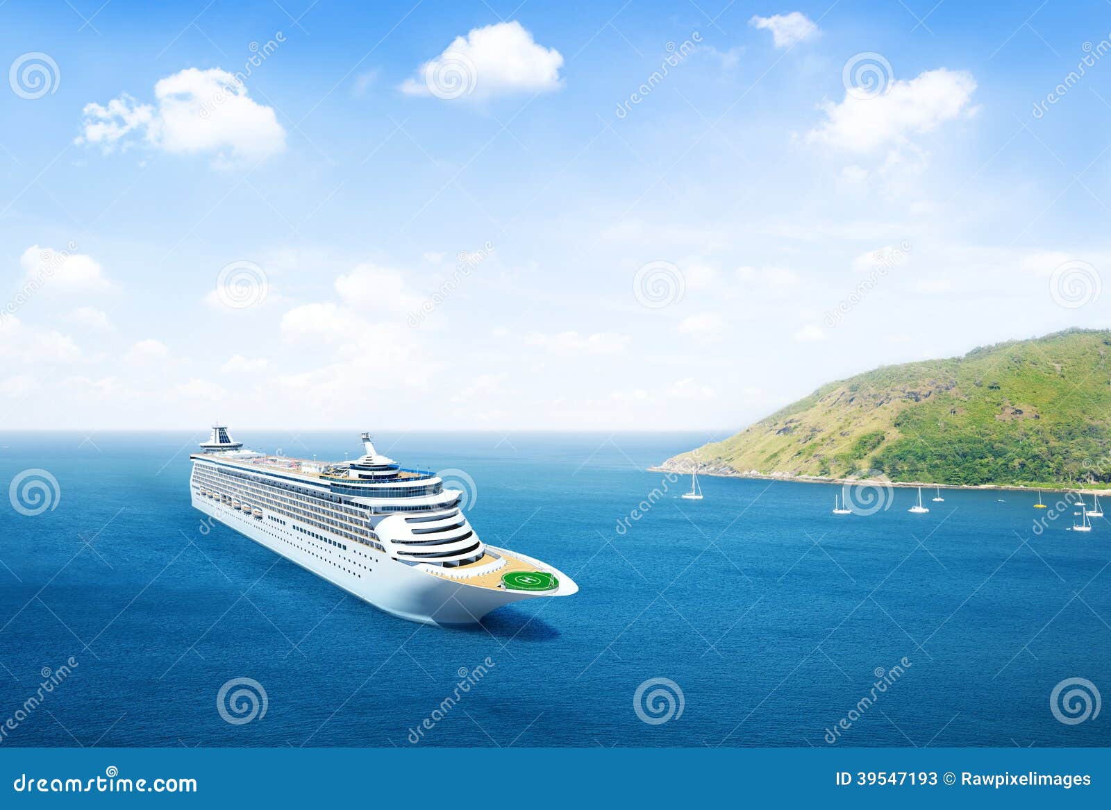 Scenic View of the Ocean with Cruise Ship Stock Image - Image of ...