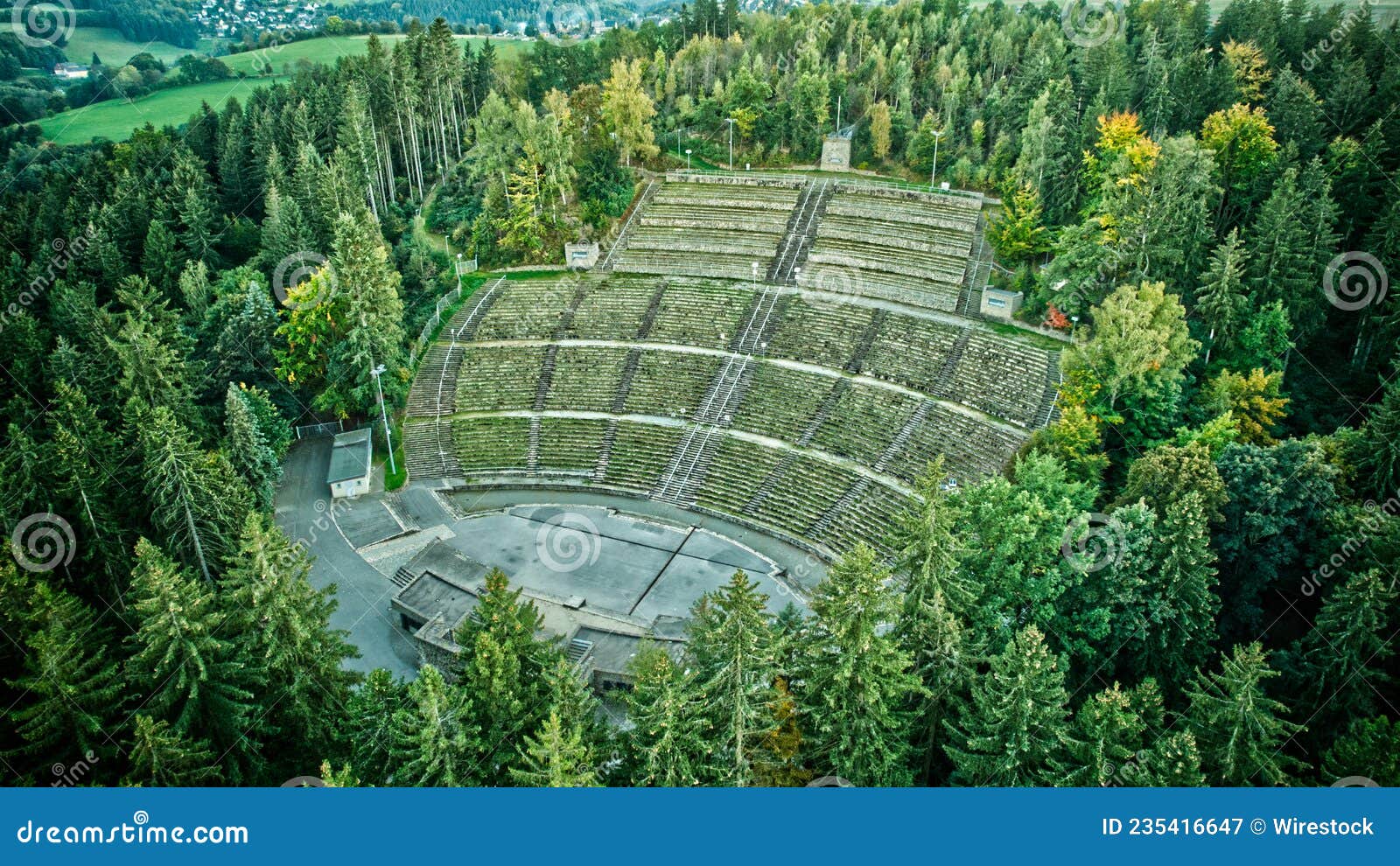 Scenic View of an Old Amphitheatre Surrounded by Trees in a Forest ...