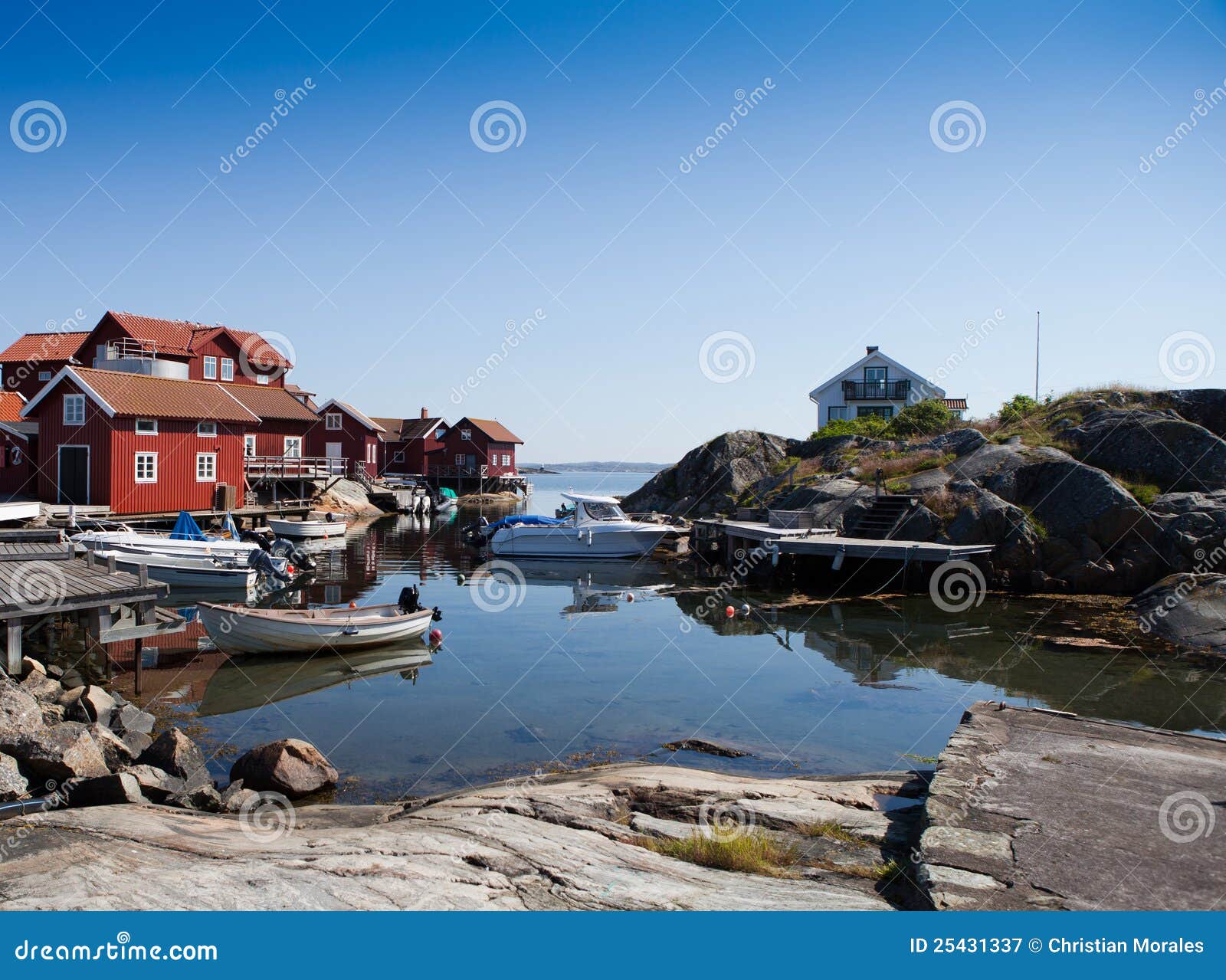 Scenic View Over Small Harbor in Sweden Stock Image - Image of nature ...