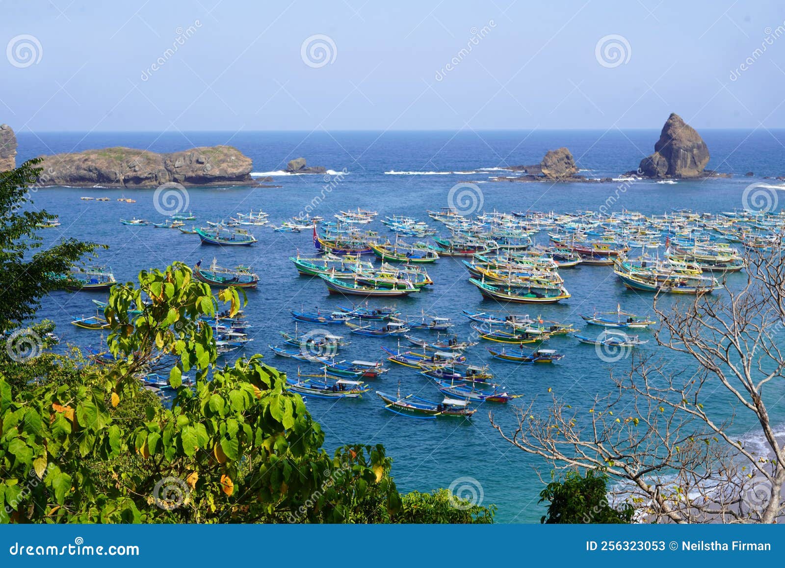 View of Papuma Beach from a Hill Stock Image - Image of ocean ...