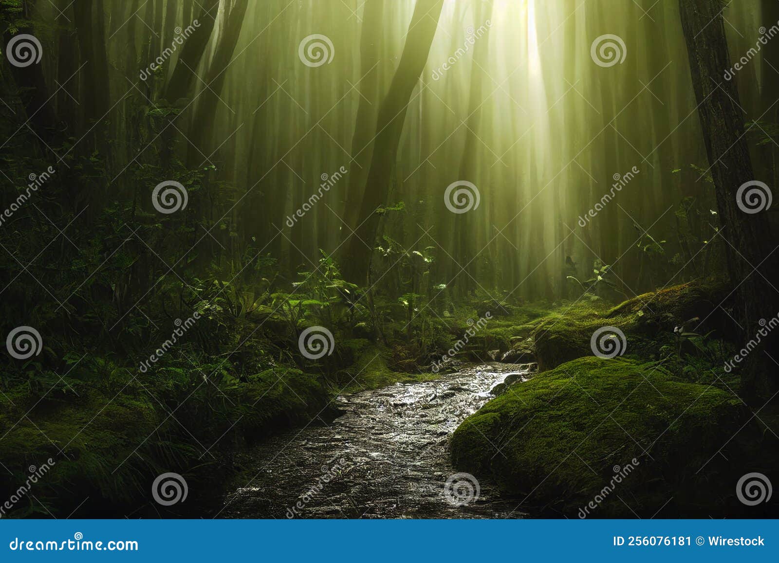 Scenic View of a Path Going through a Forest with Sunrays Passing ...