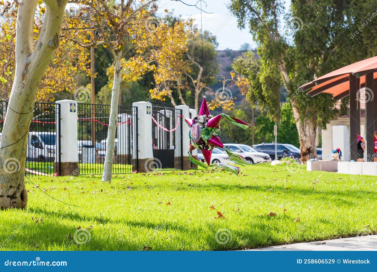 Scenic View of the Pathfinder Park with Its Gates Surrounded by Trees ...