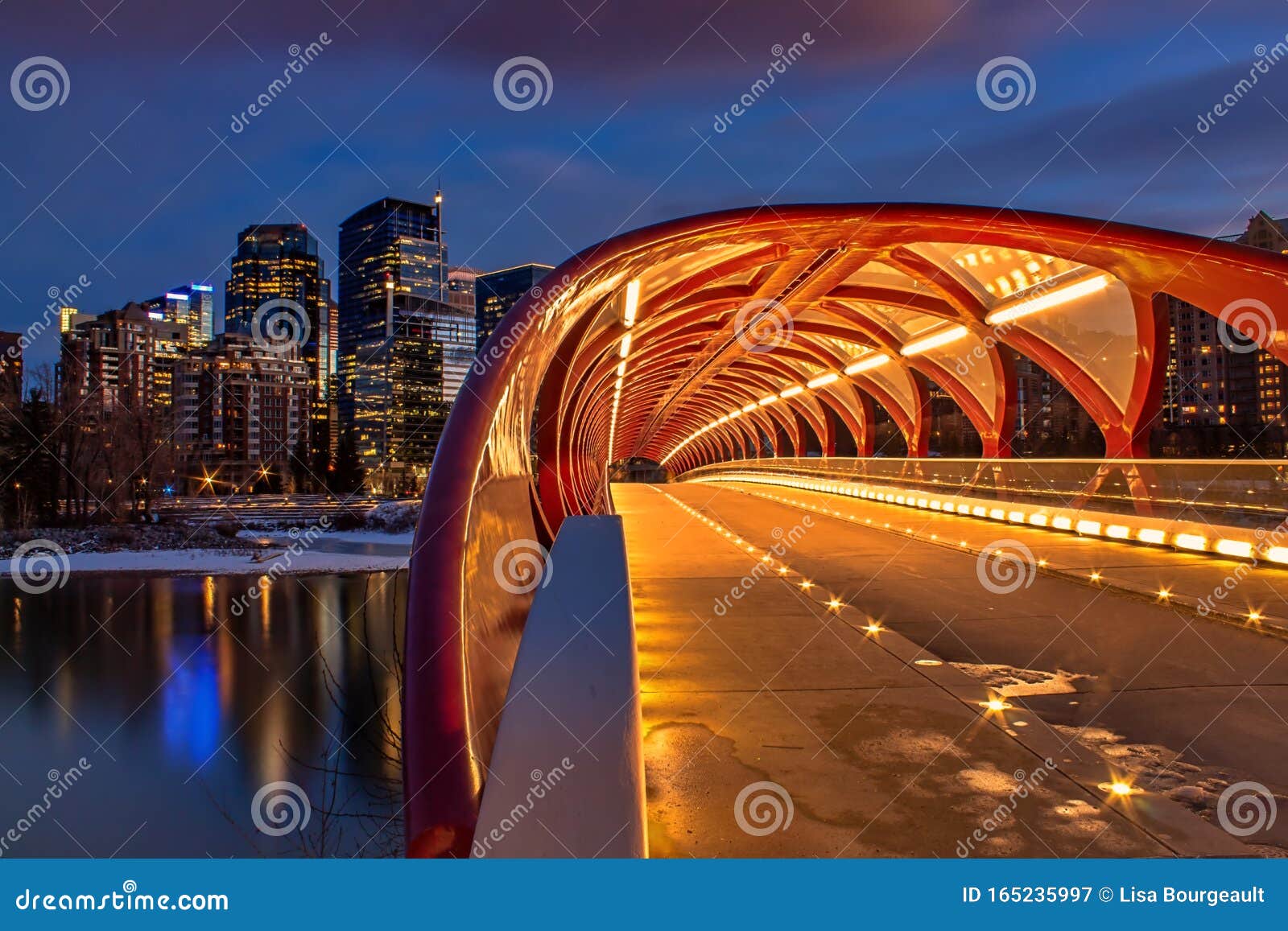 Peace Bridge Glowing at Night Editorial Photography - Image of ...