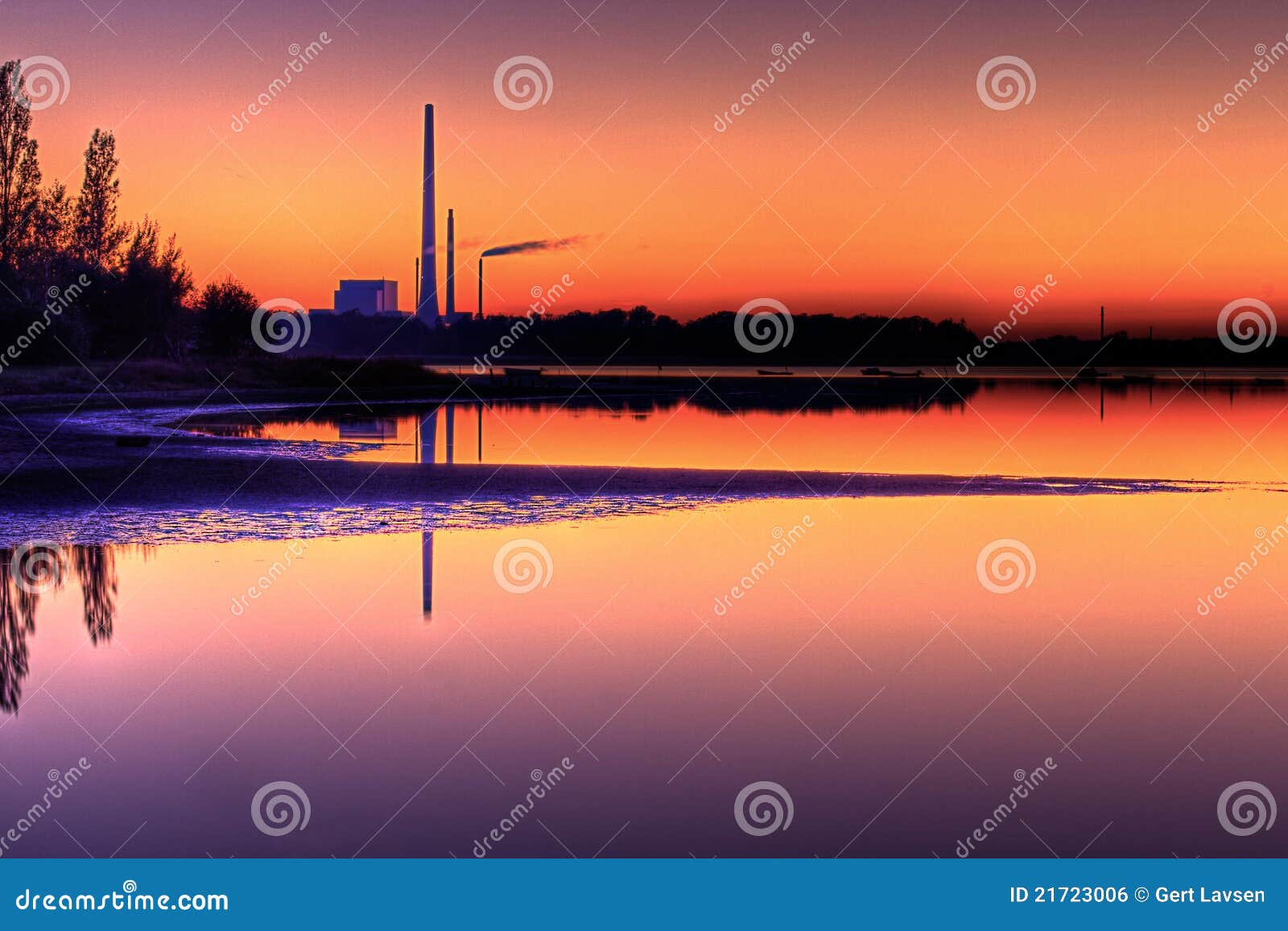 Scenic View of Power Plant in Sunset Stock Photo - Image of inhaling ...