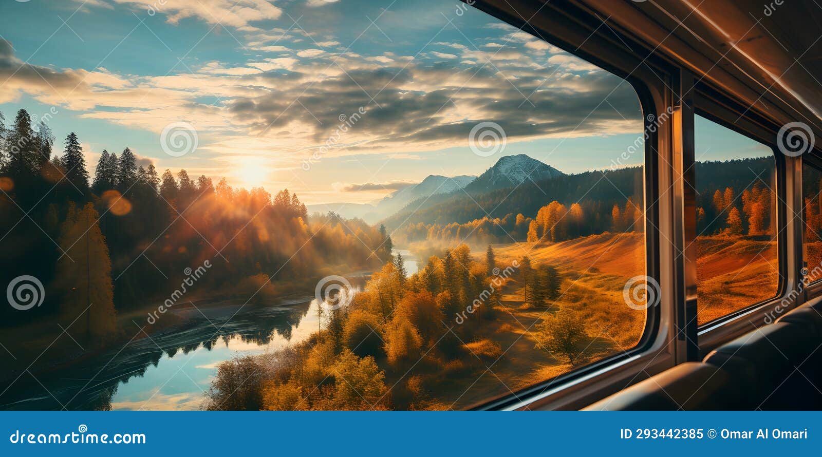 A Scenic View of a River from a Train Window.Window View from Train ...