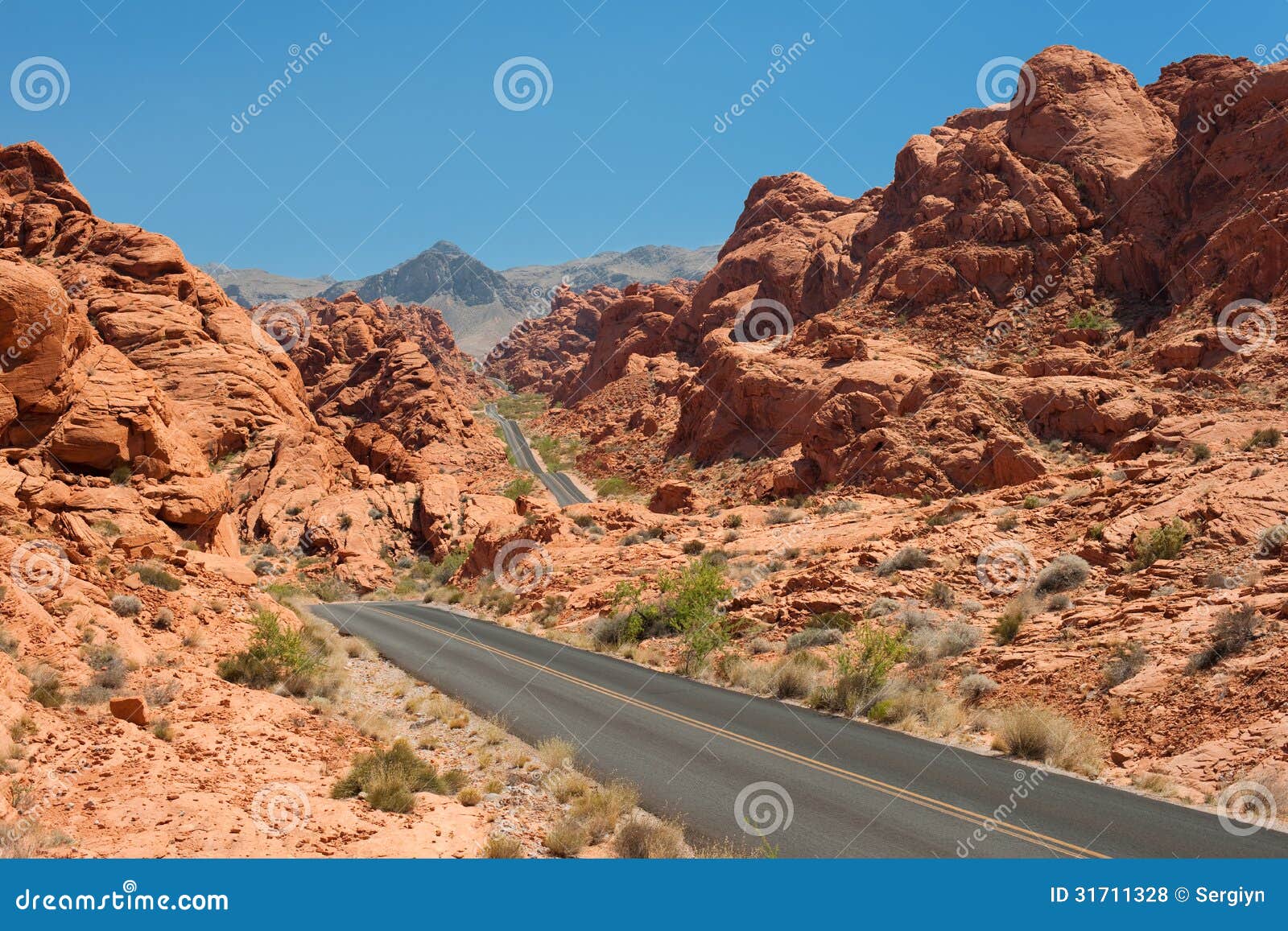 Scenic View on the Road in the Valley of Fire Stock Photo - Image of ...