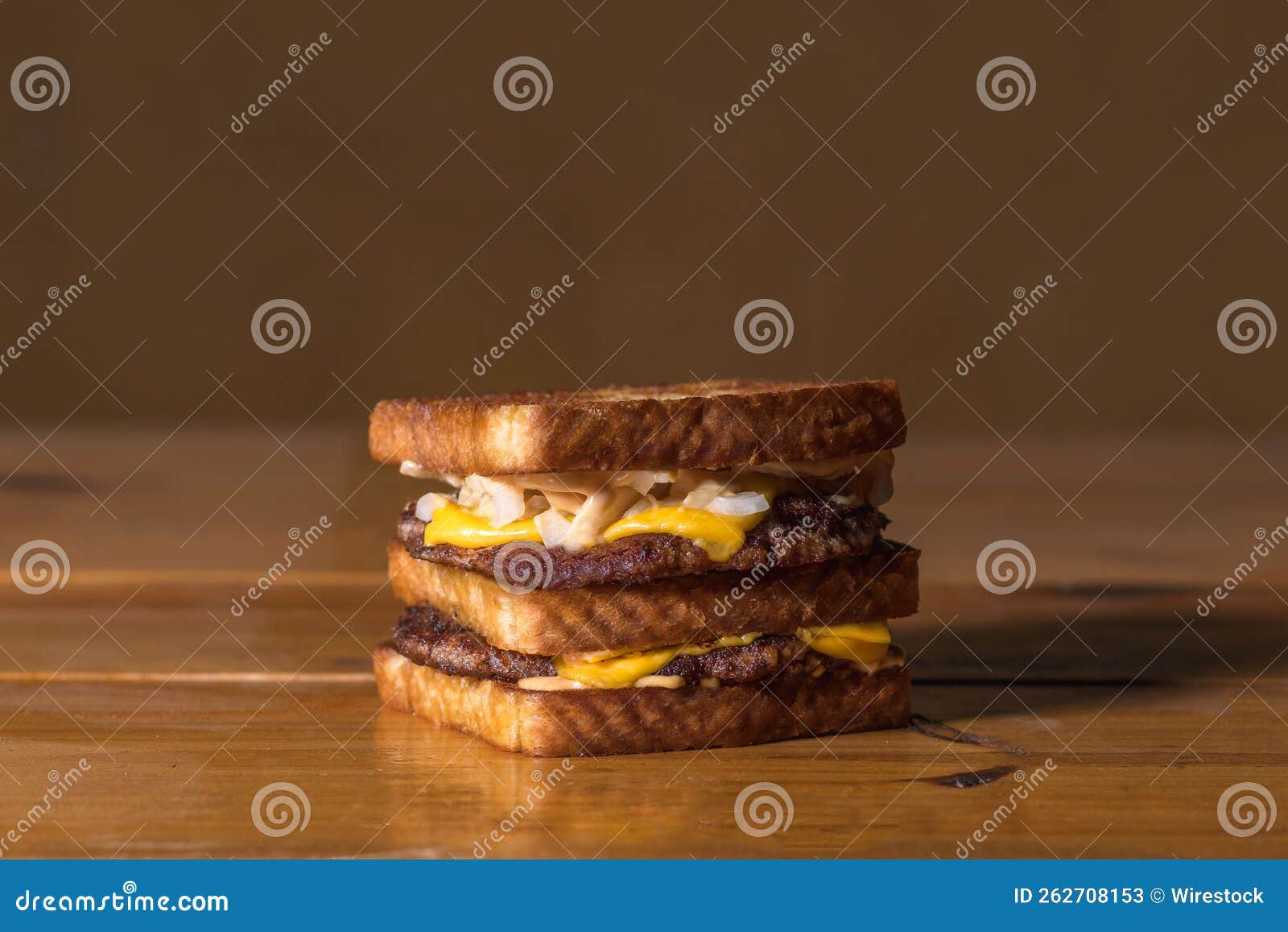Scenic View of a Sandwich Placed on a Wooden Surface Stock Image ...