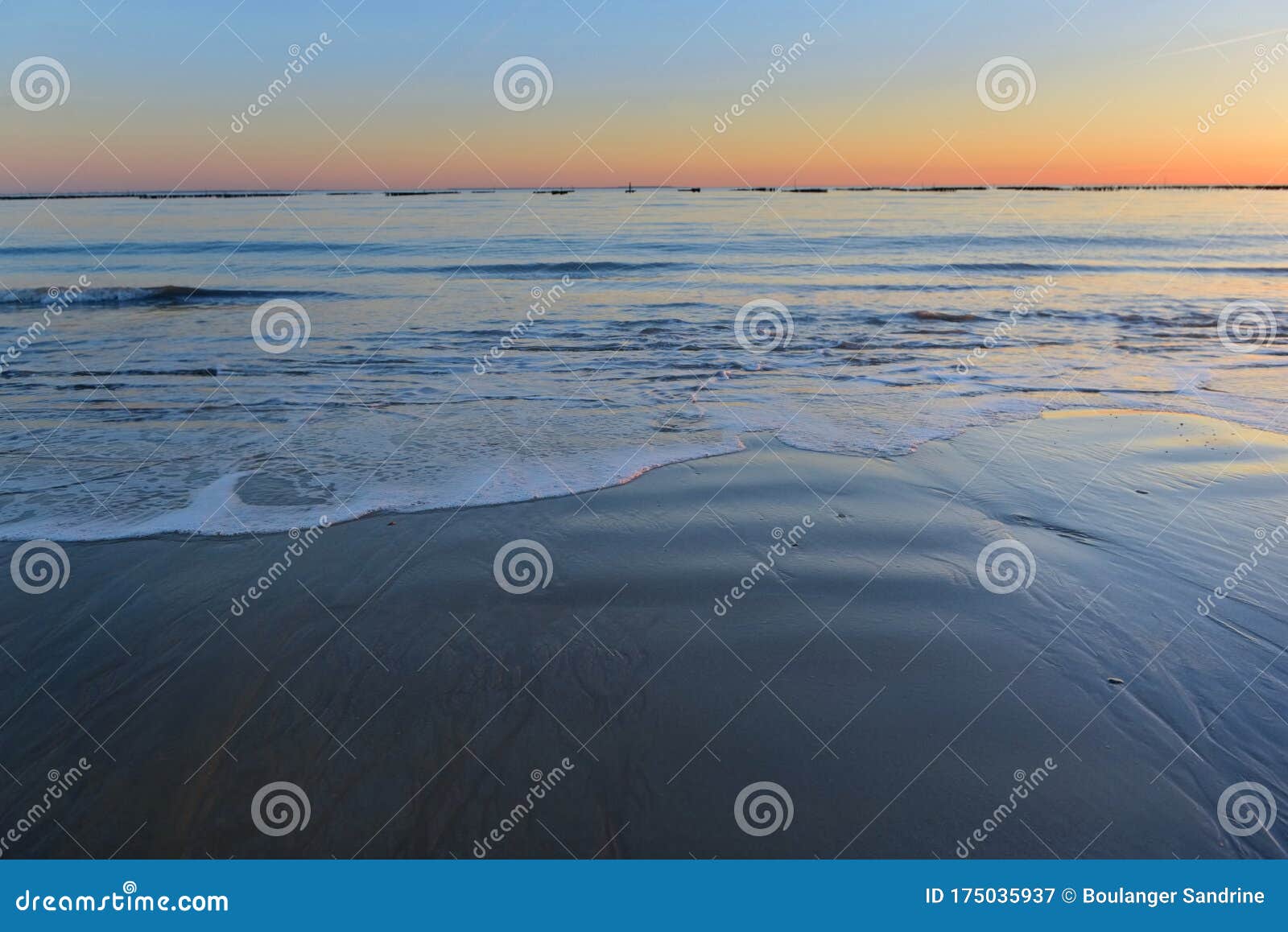 View on the Sea and the Sun at Sunset Stock Image - Image of sand, view ...