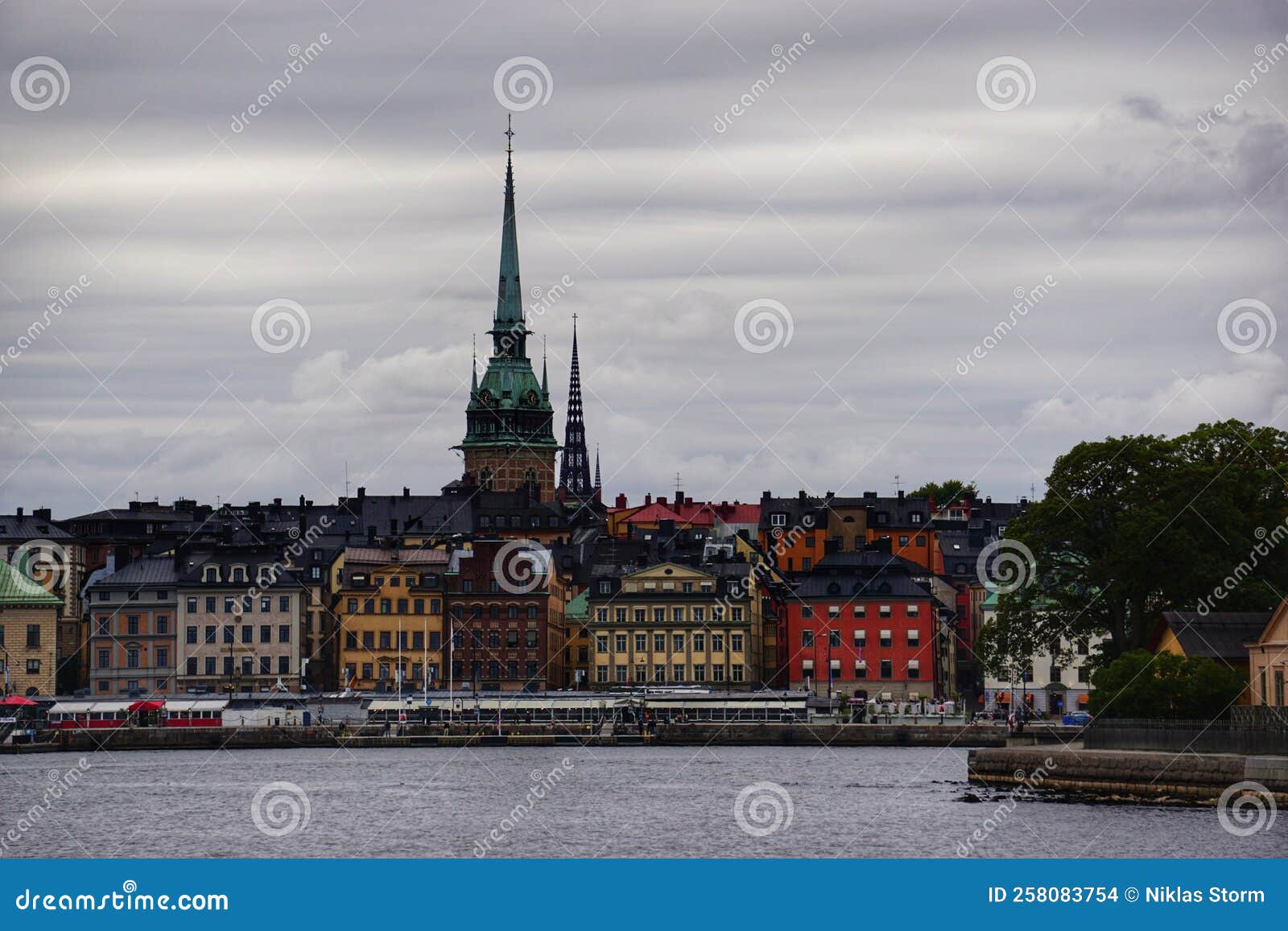 Scenic View of Stockholm by River Stock Photo - Image of waterway ...