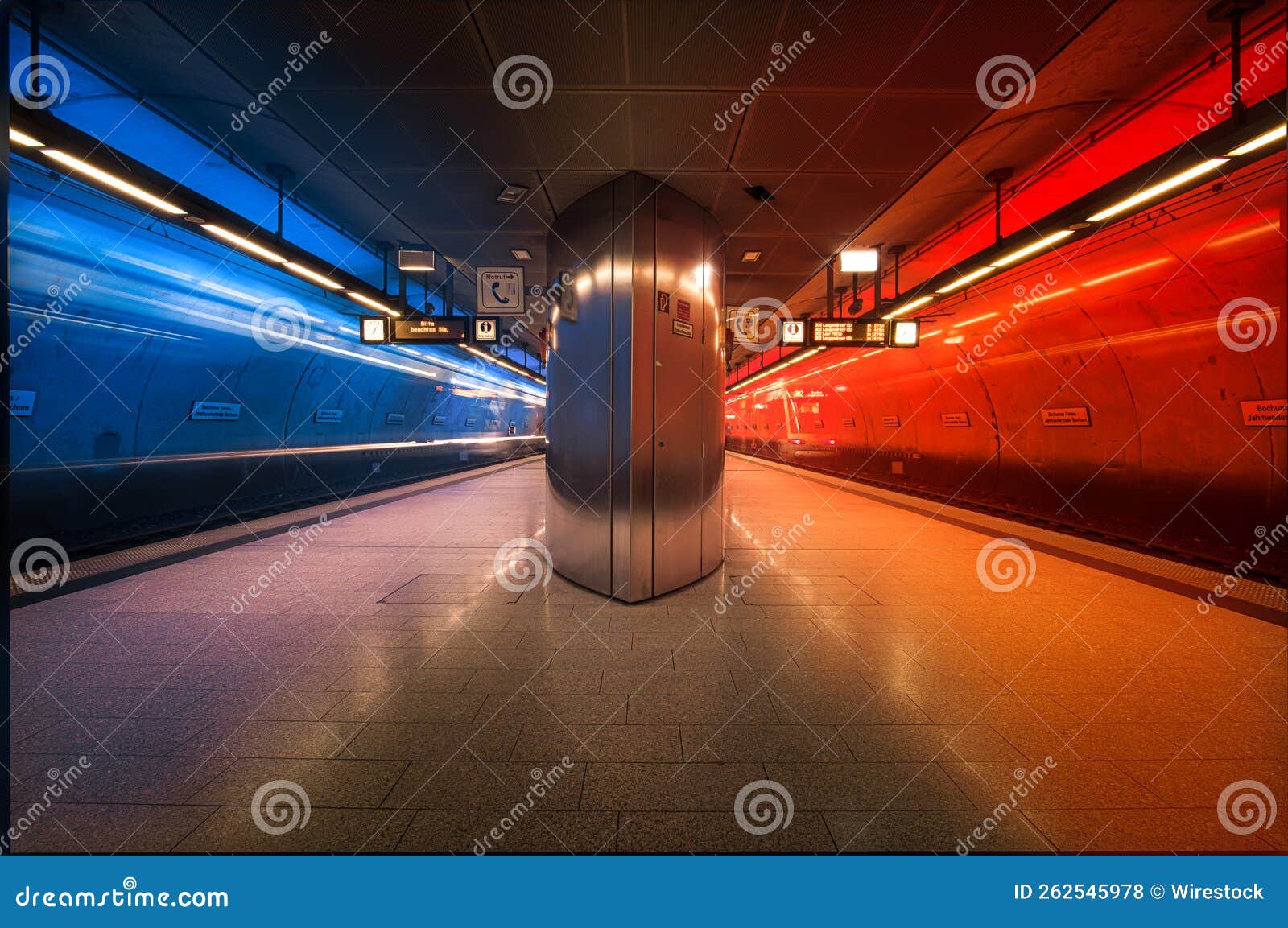 Scenic View of a Subway Station with Colorful Lights Stock Photo ...