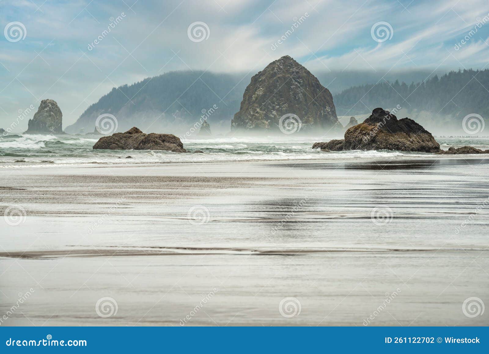 Scenic View of Sunset at Haystack Rock,Cannon Beach, Oregon Stock Photo ...