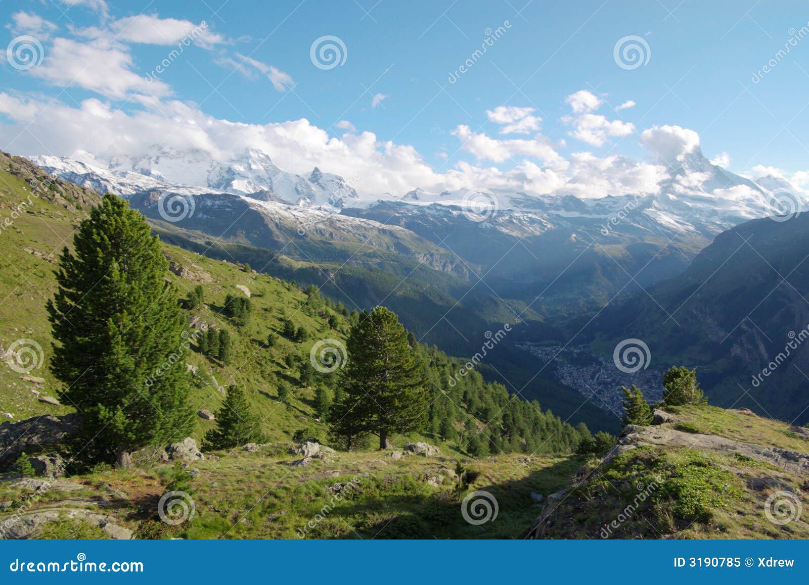 Scenic view of Swiss Alps stock image. Image of rural - 3190785