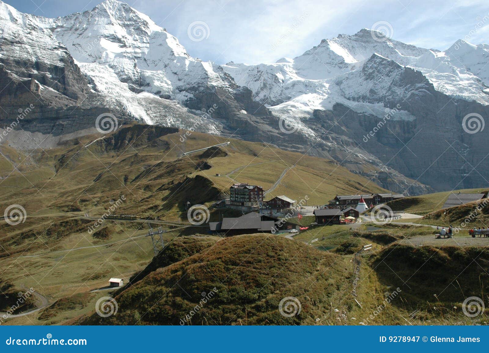 Scenic view of Swiss Alps stock image. Image of buildings - 9278947