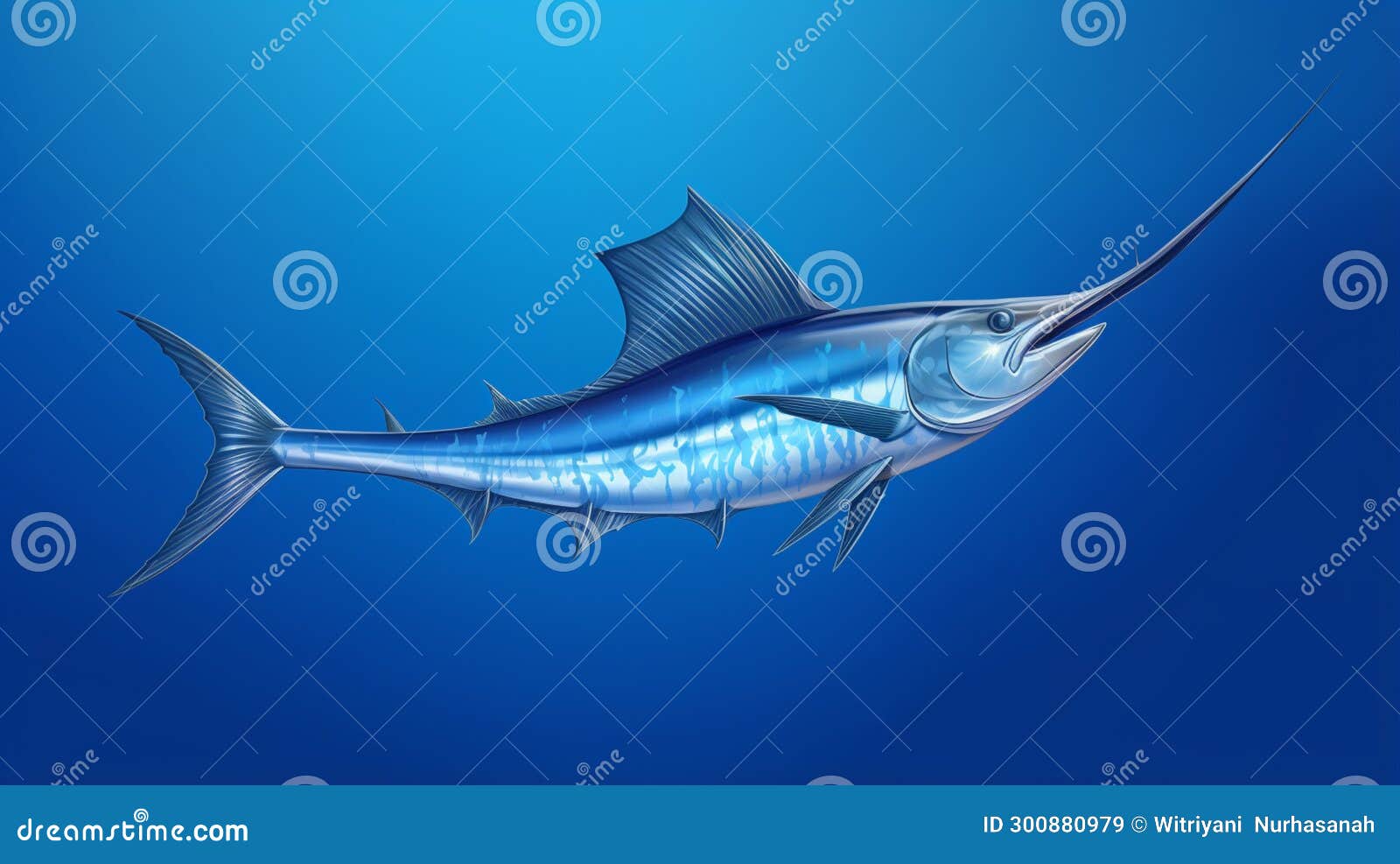 A Scenic View of a Swordfish on a Blue Background. Generative Ai Stock ...