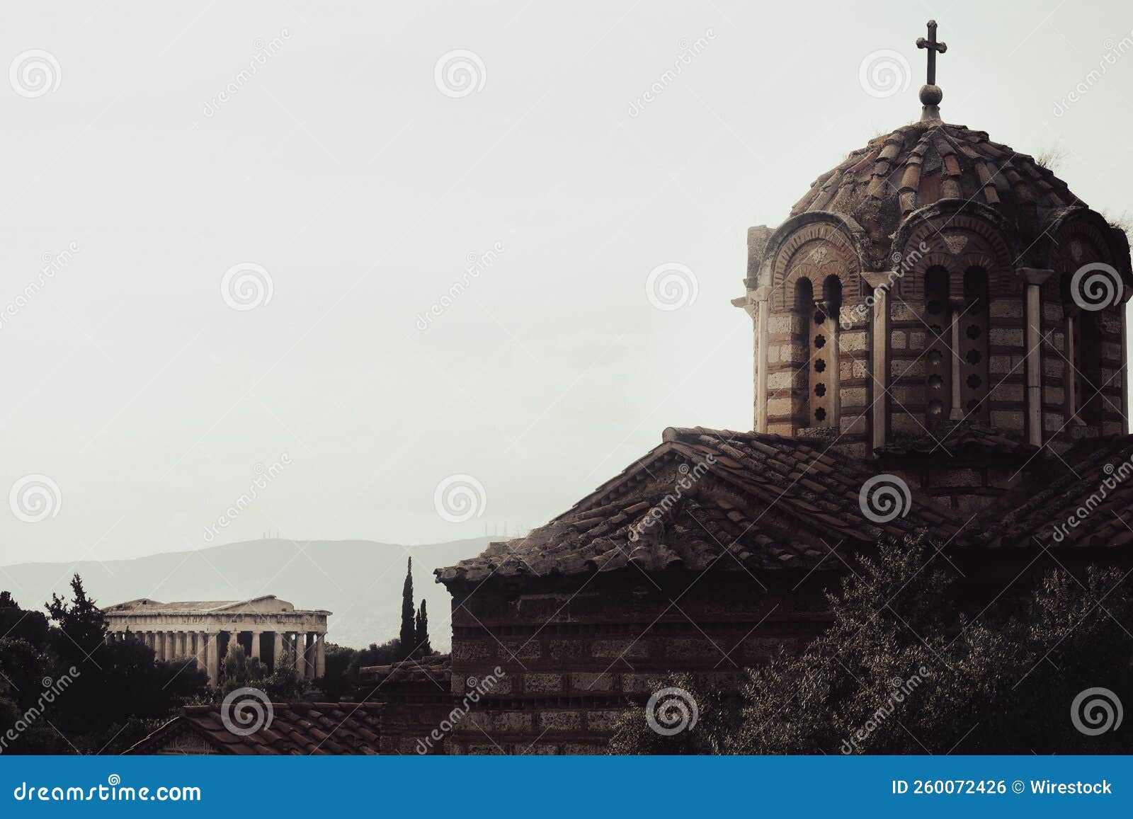 Scenic View of the Temple of Hephaestus in Athens, Greece, with a ... Scenic View of the Temple of Hephaestus in Athens, Greece, with a ...