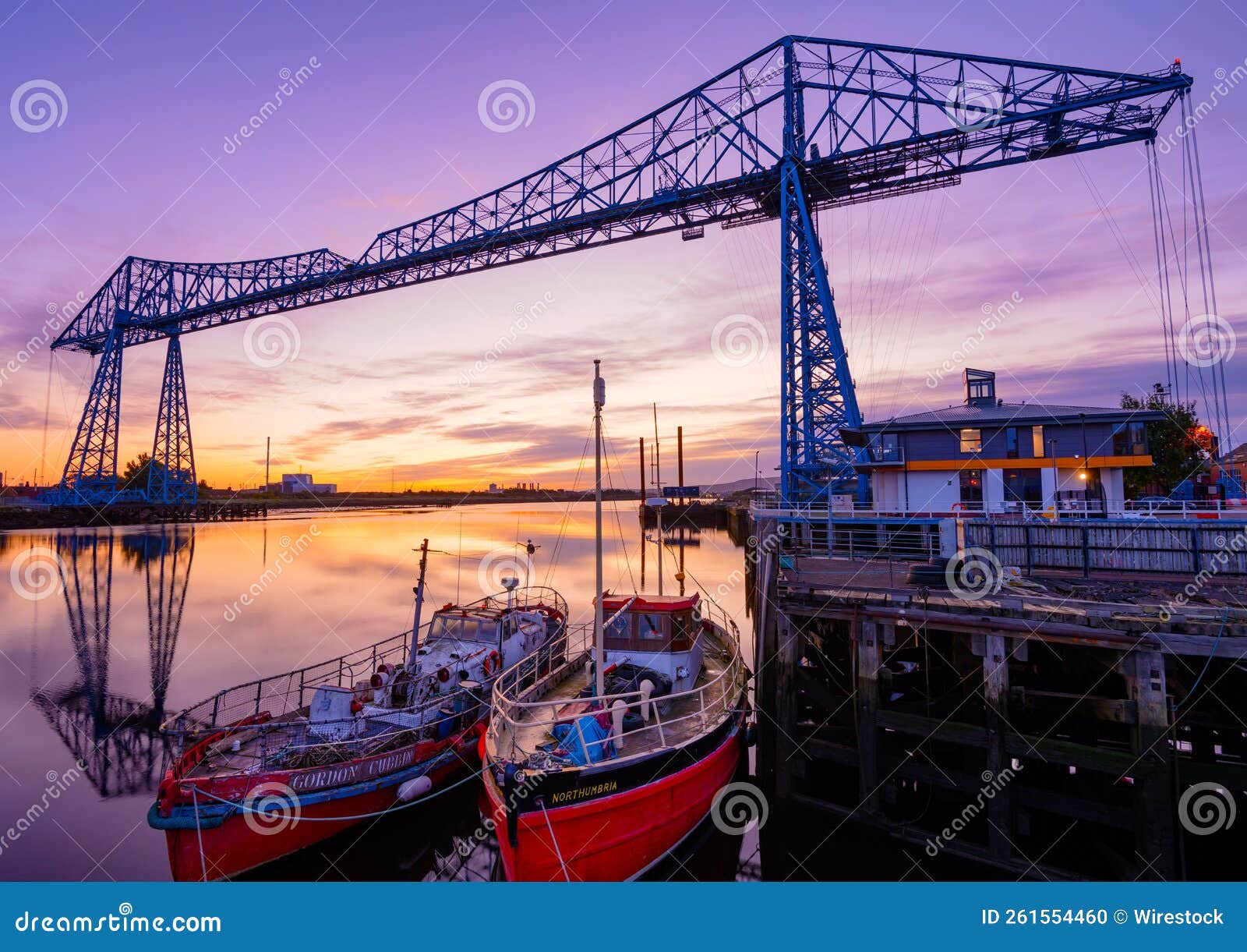 Scenic View of the Transporter Bridge Over the Reflective River with ...